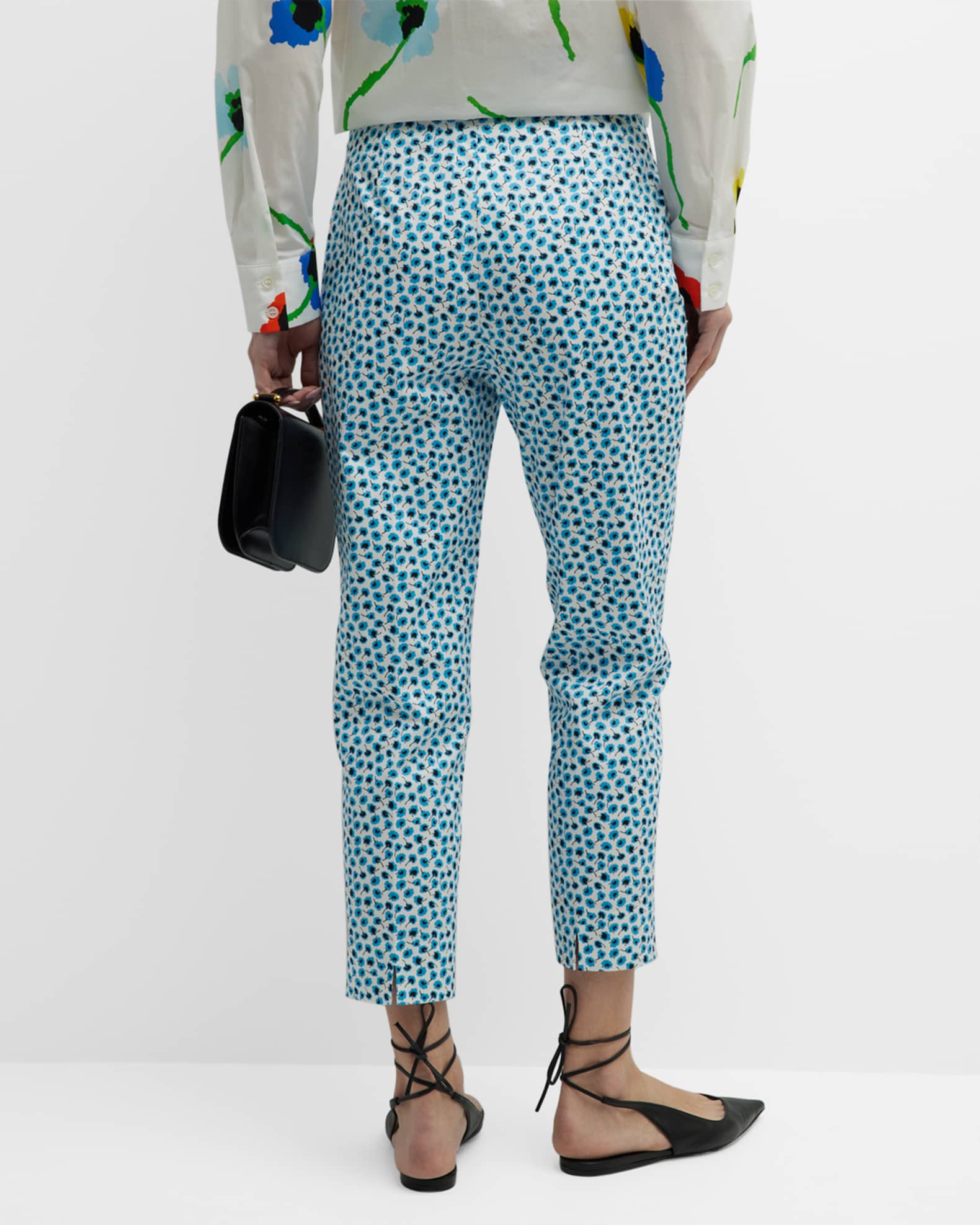 Piazza Sempione Micro Floral-Print Cotton Satin Capri Trousers | Neiman ...