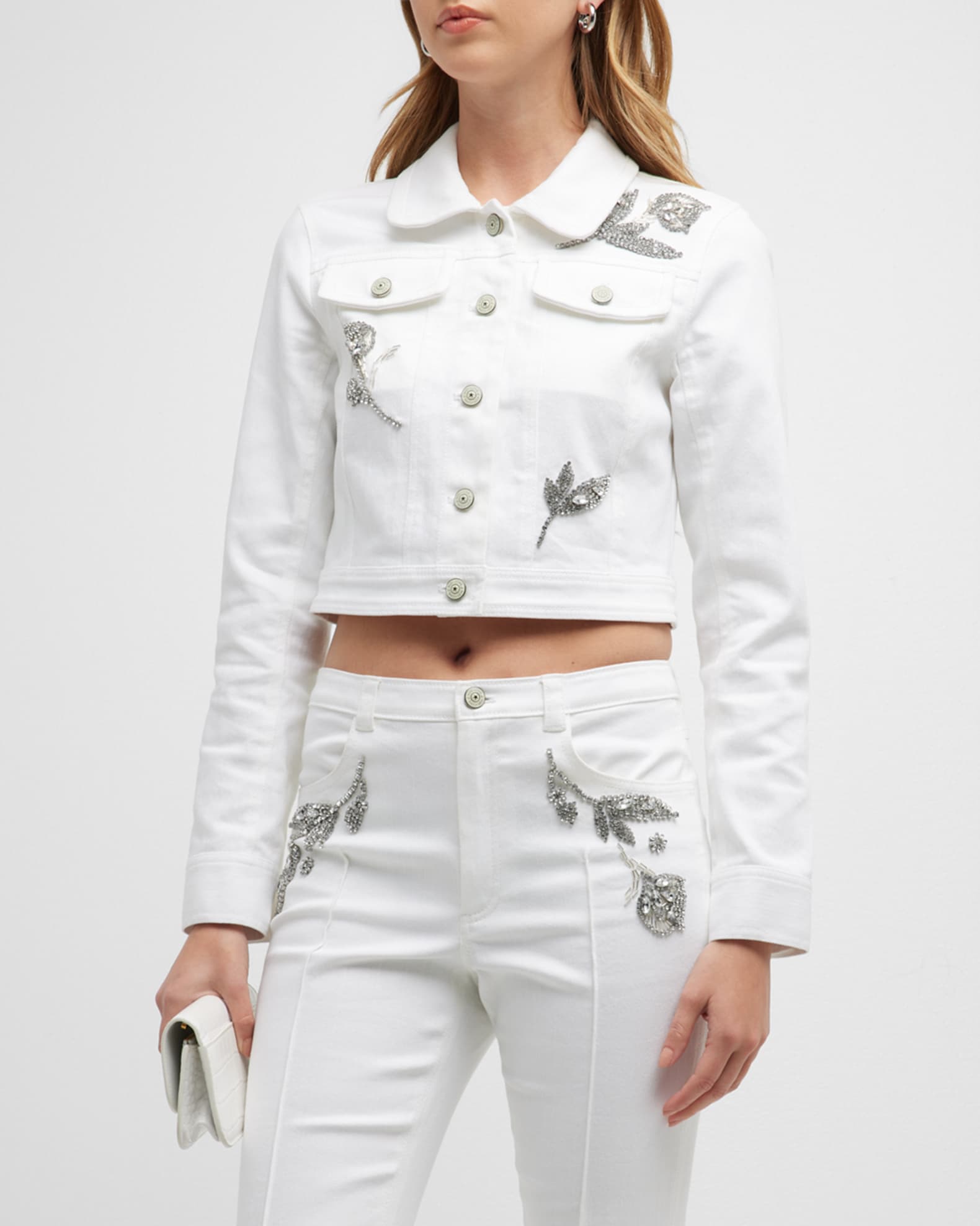 Cinq a Sept Regina Crystal Floral Cropped Jacket | Neiman Marcus