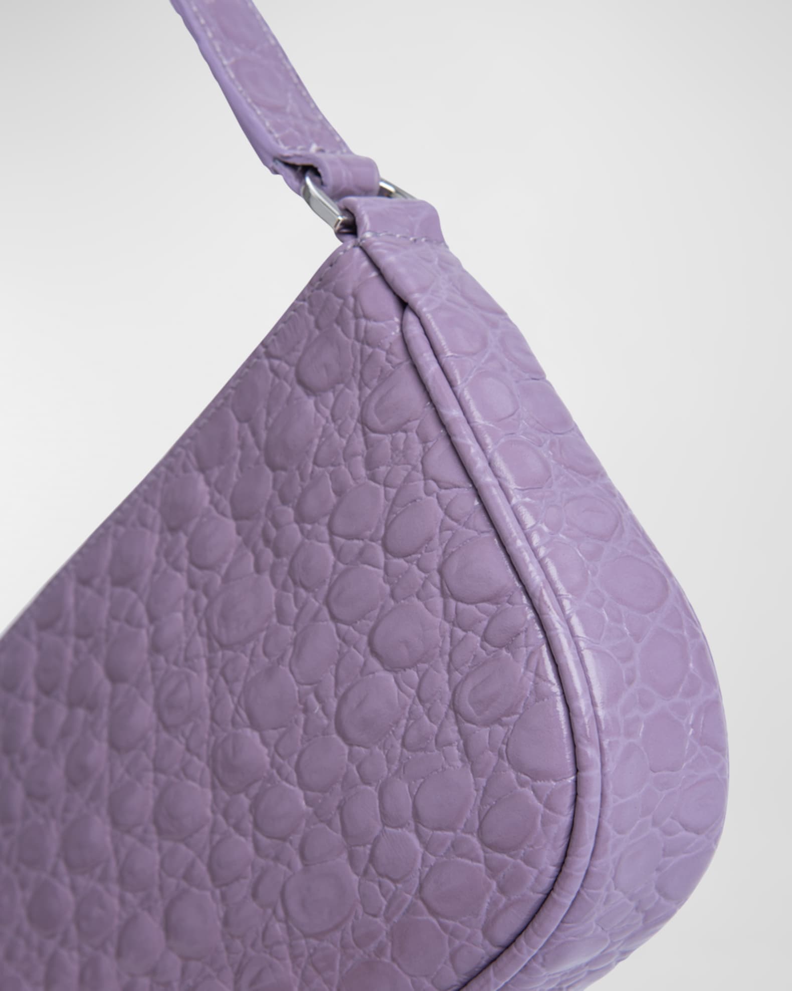 BY FAR Rachel Croc-Embossed Leather Shoulder Bag | Neiman Marcus