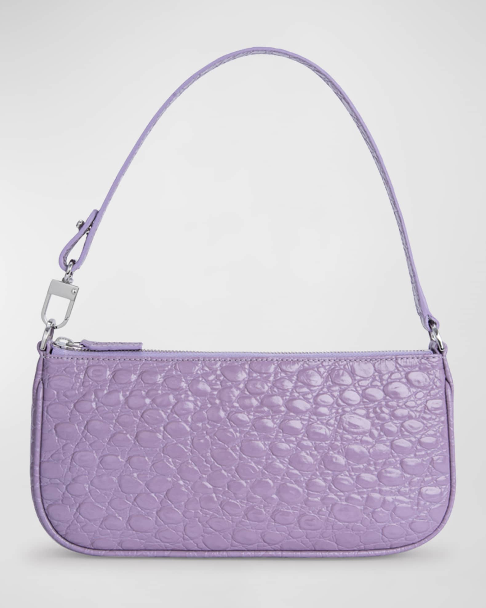 BY FAR Rachel Croc-Embossed Leather Shoulder Bag | Neiman Marcus