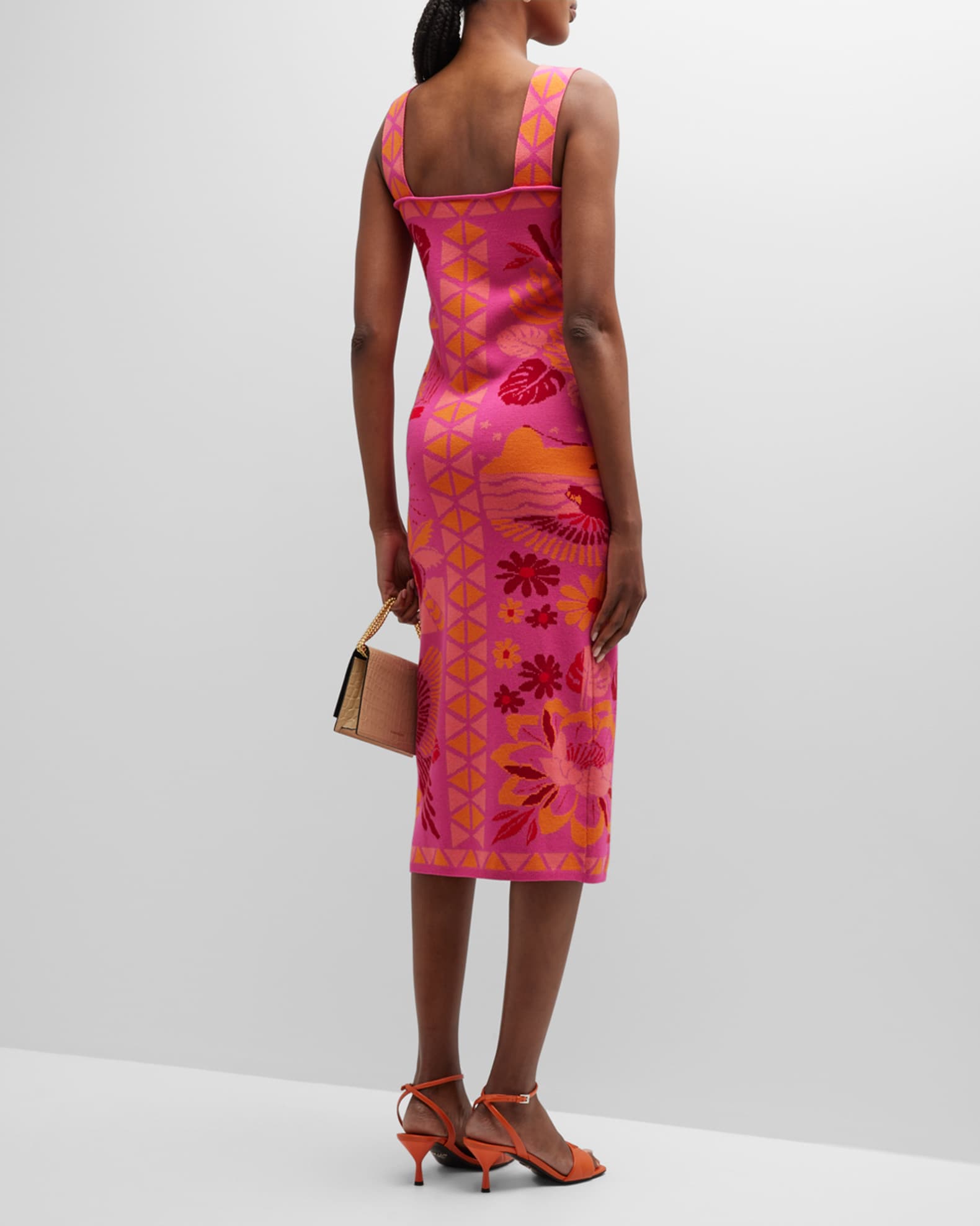 Farm Rio Rio Tiles Sleeveless Midi Knit Dress | Neiman Marcus