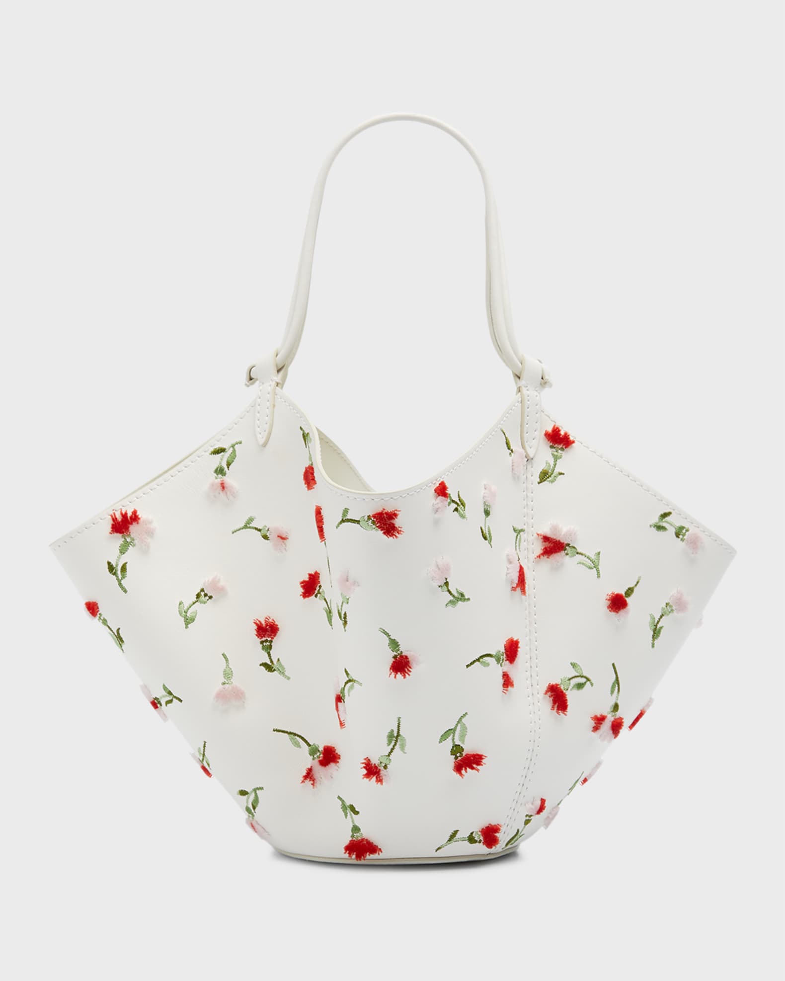 Khaite Lotus Mini Flower-Print Leather Bucket Bag | Neiman Marcus