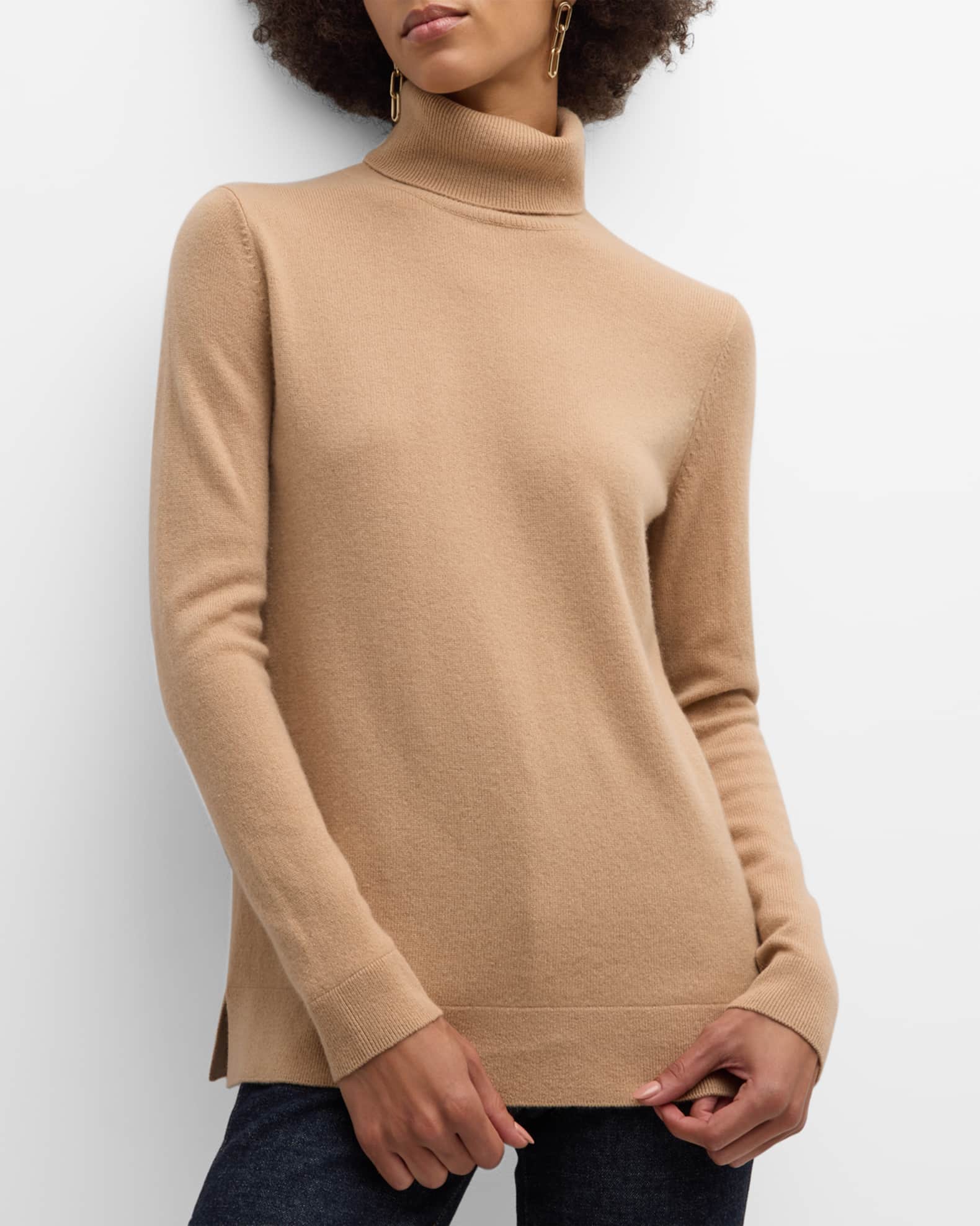 Neiman Marcus Cashmere Collection Cashmere Basic Turtleneck Top ...