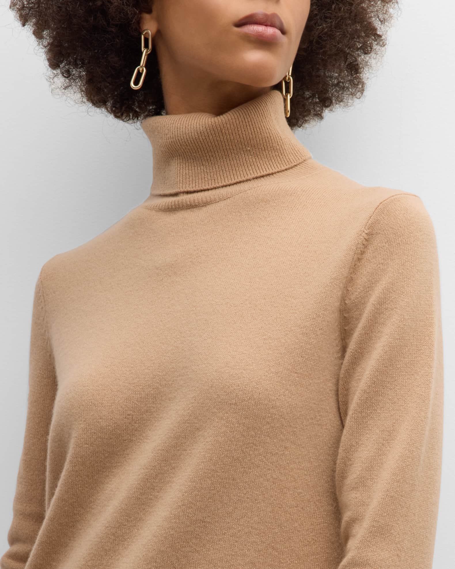 Neiman Marcus Cashmere Collection Cashmere Basic Turtleneck Top ...