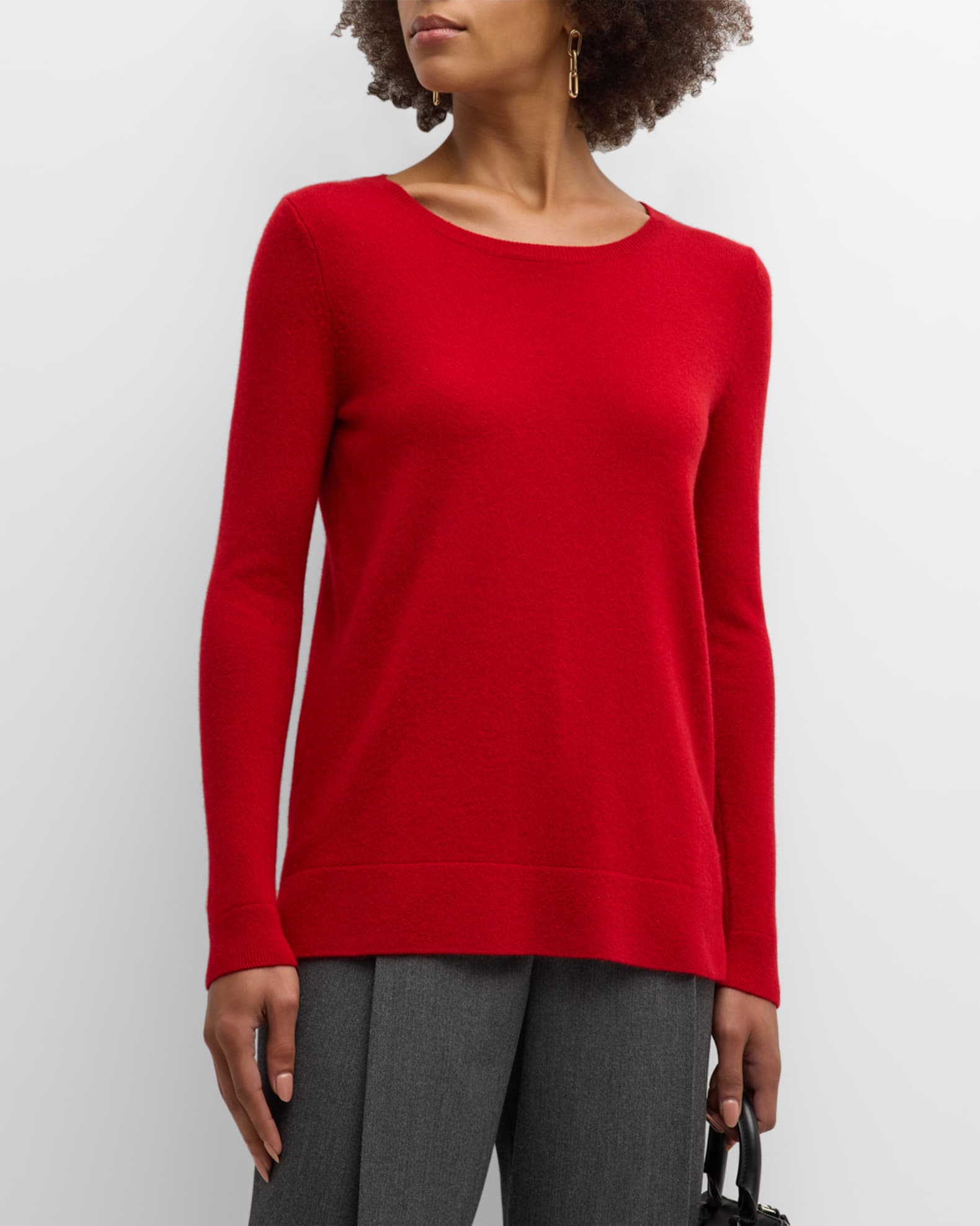 Cashmere Basic Crewneck Top | Neiman Marcus