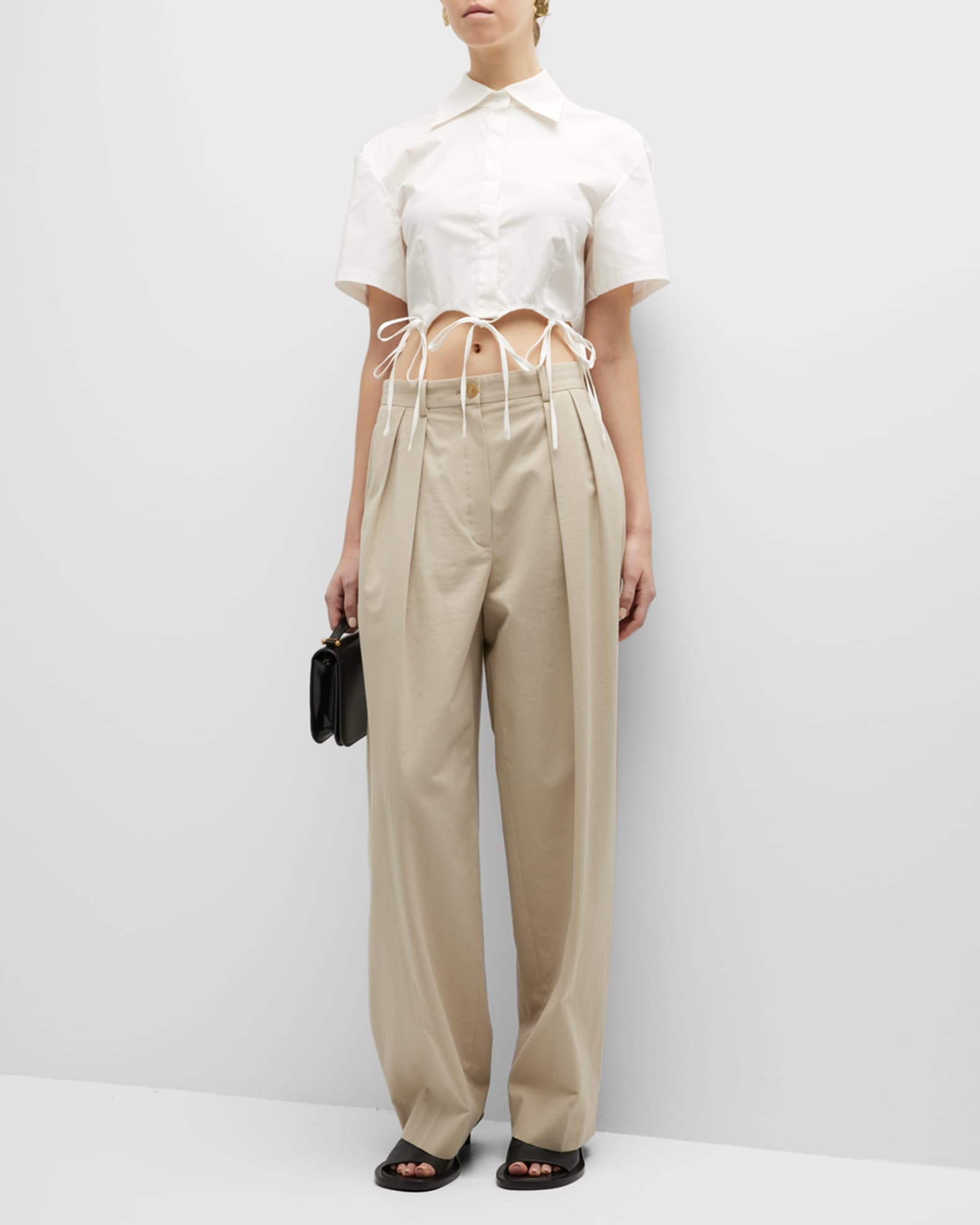 Anna Quan Cecil Cropped Tassel Suiting Top | Neiman Marcus