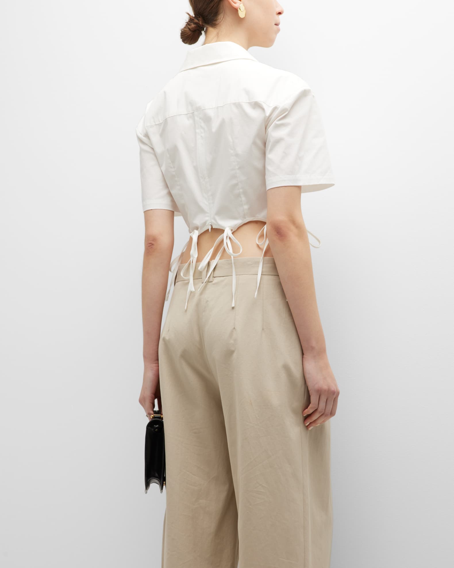 Anna Quan Cecil Cropped Tassel Suiting Top | Neiman Marcus