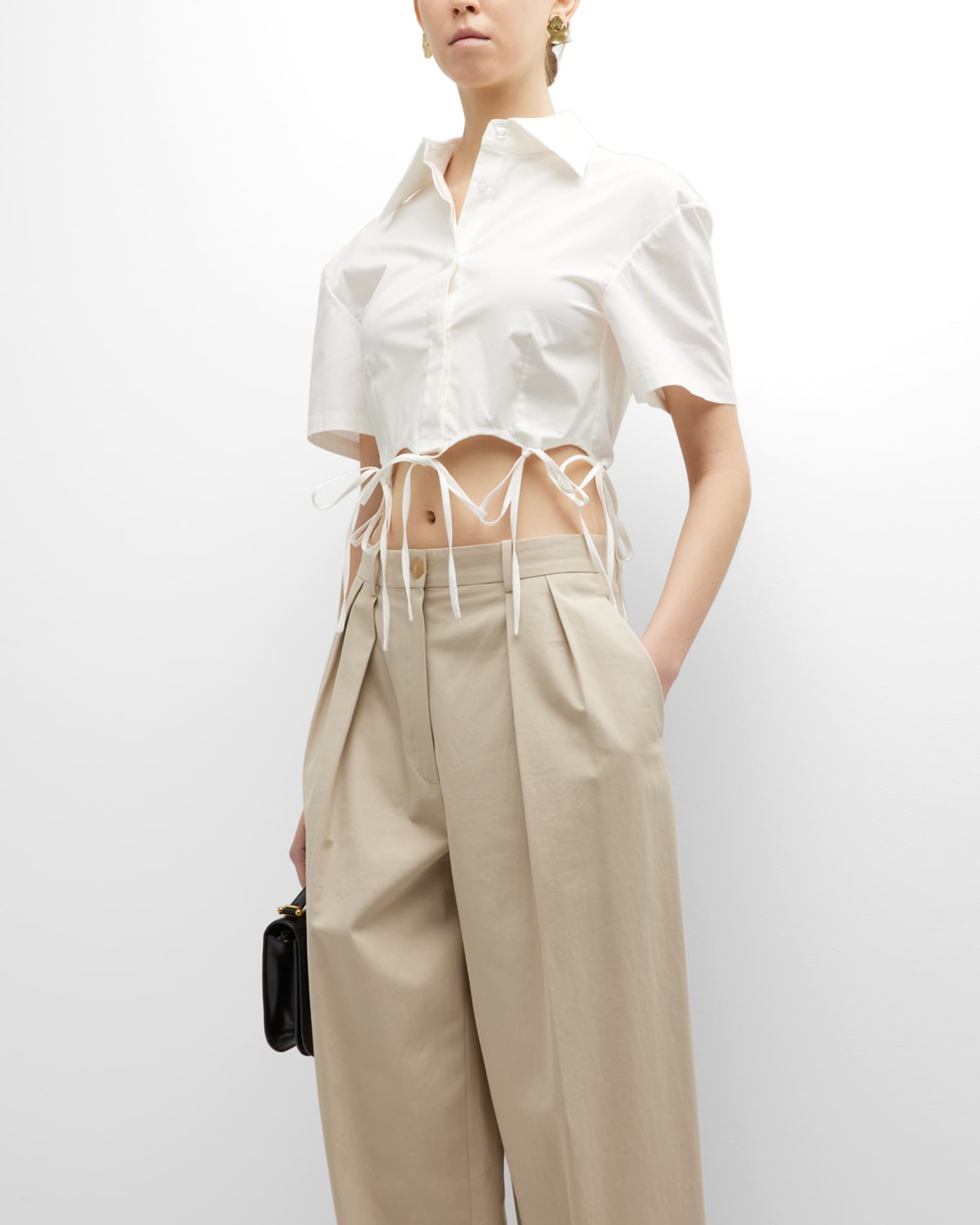 Anna Quan Cecil Cropped Tassel Suiting Top | Neiman Marcus