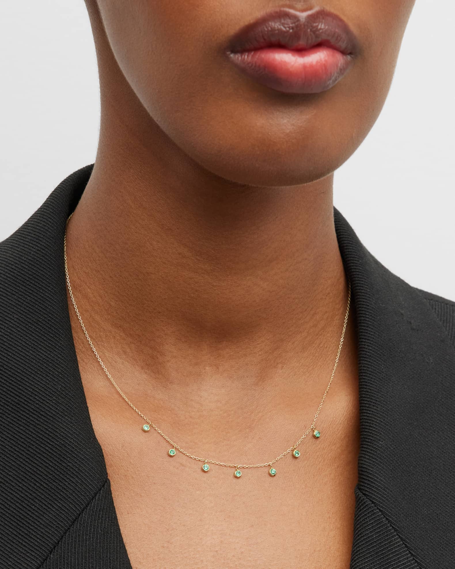 Jennifer Meyer 18K Yellow Gold 7 Mini Bezel Dangle Necklace with ...