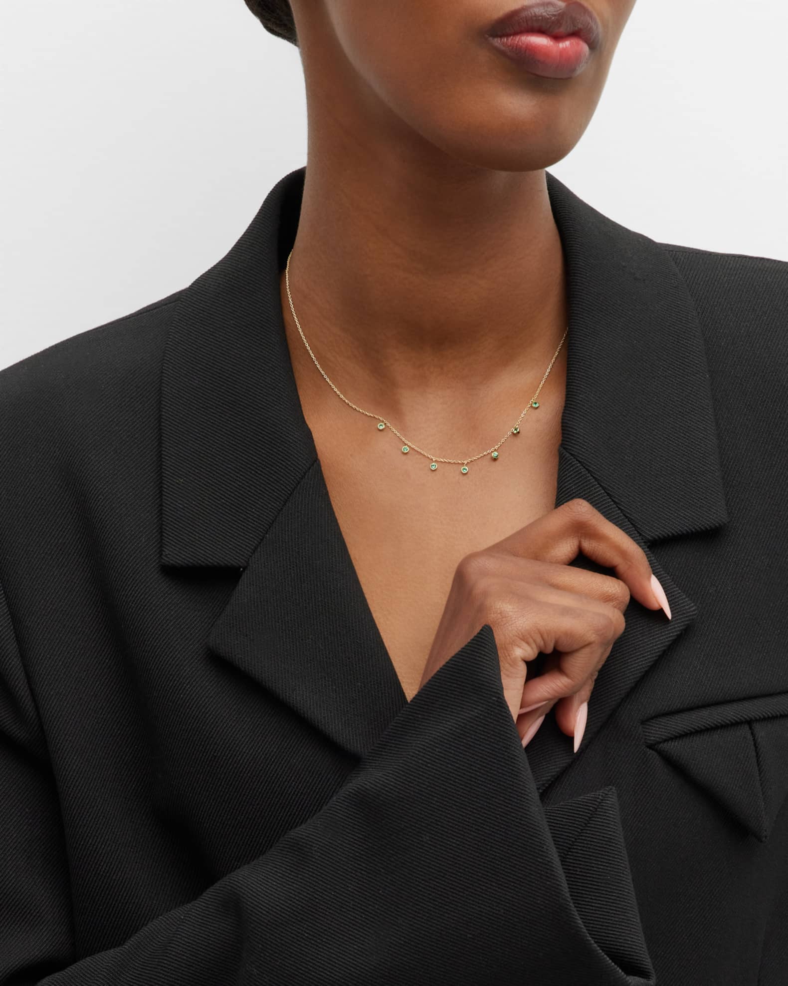 Jennifer Meyer 18K Yellow Gold 7 Mini Bezel Dangle Necklace with ...