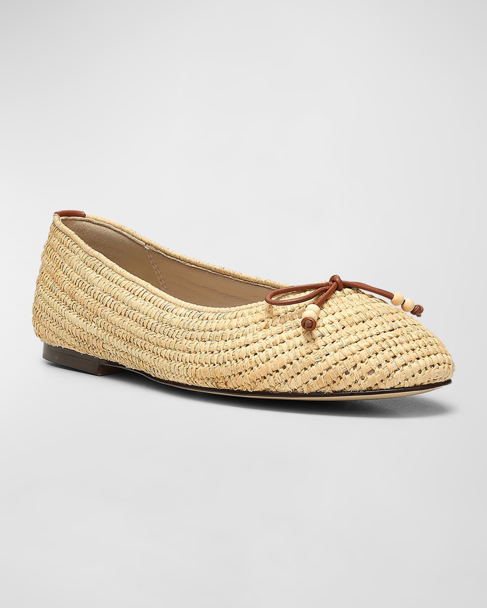 Joie Aimee Woven Raffia Ballerina Flats | Neiman Marcus