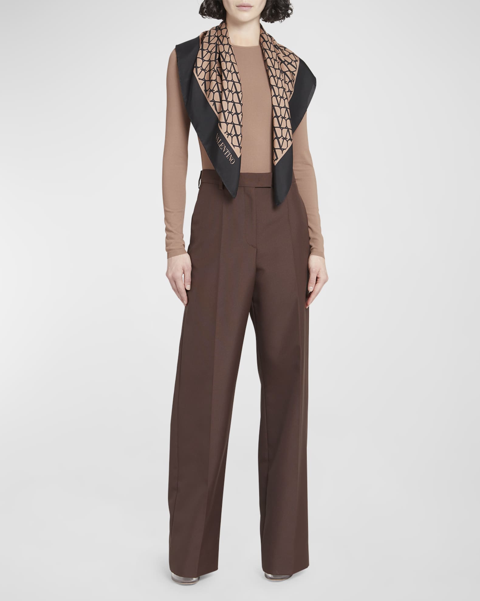 Valentino Garavani Two-Tone V-Logo Silk Square Scarf | Neiman Marcus