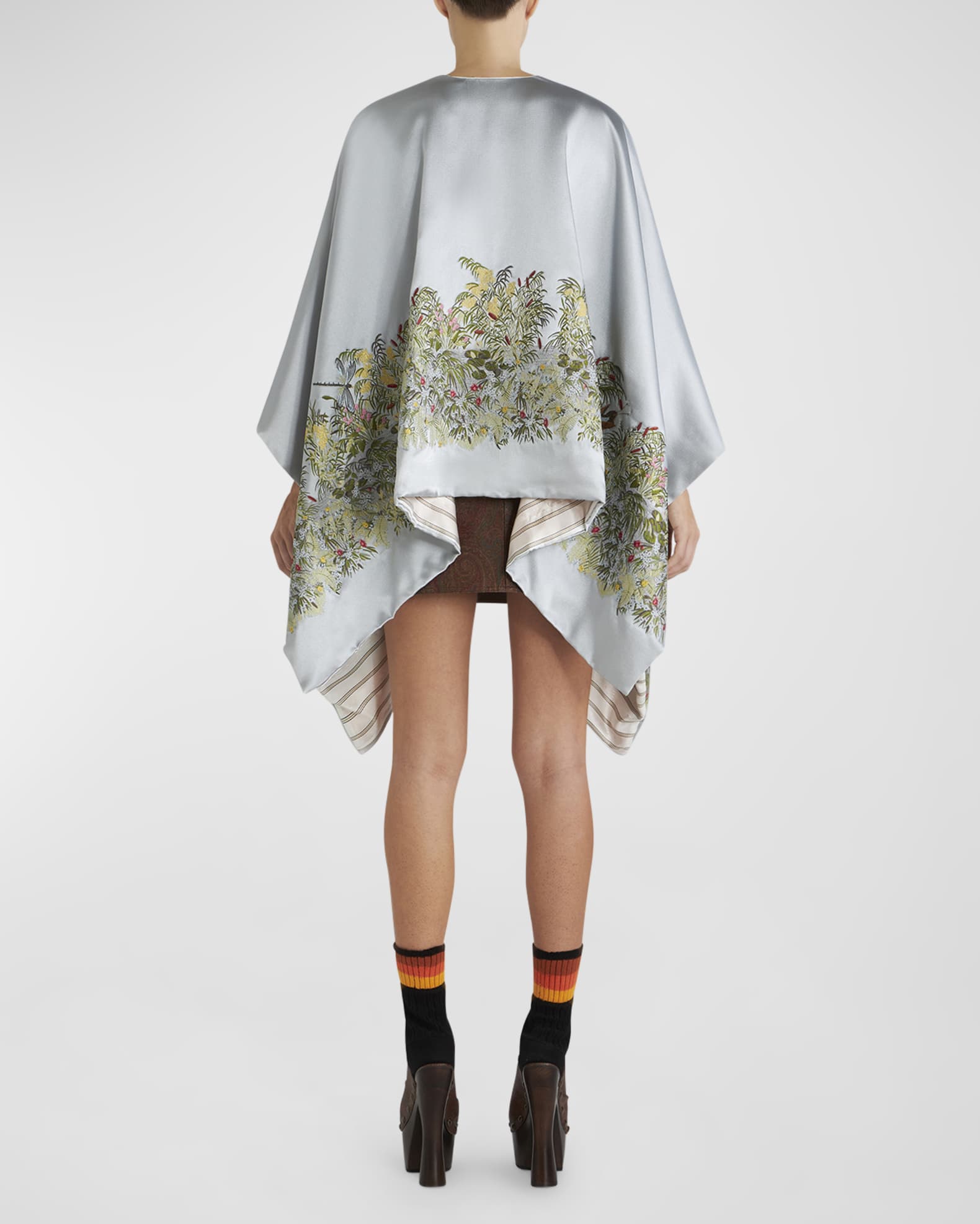 Etro Asymmetrical Embroidered Cape | Neiman Marcus