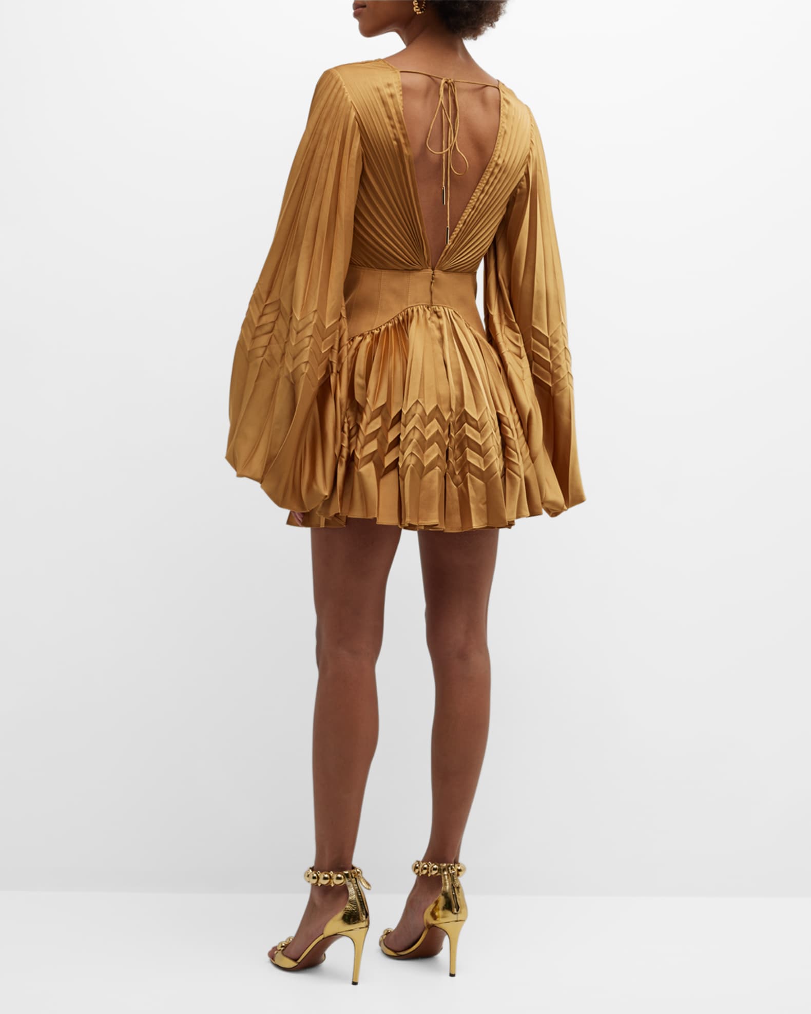 Acler Marion Pleated Chevron Mini Dress | Neiman Marcus