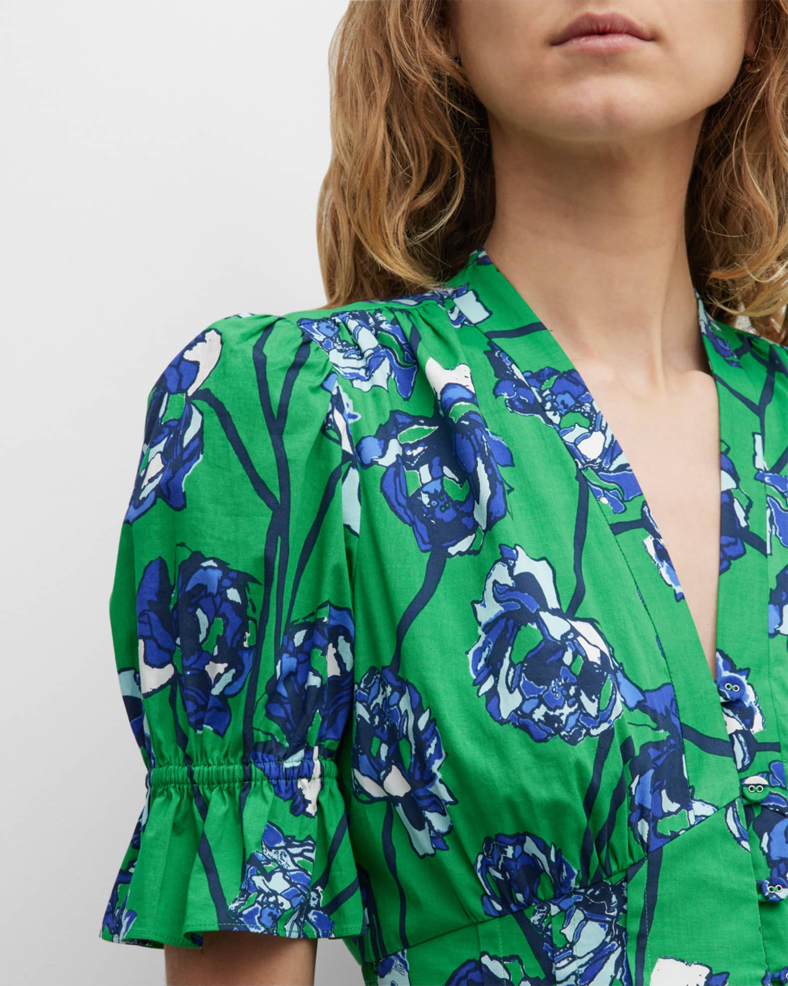 Diane von Furstenberg Erica Floral-Print Poplin Midi Dress | Neiman Marcus