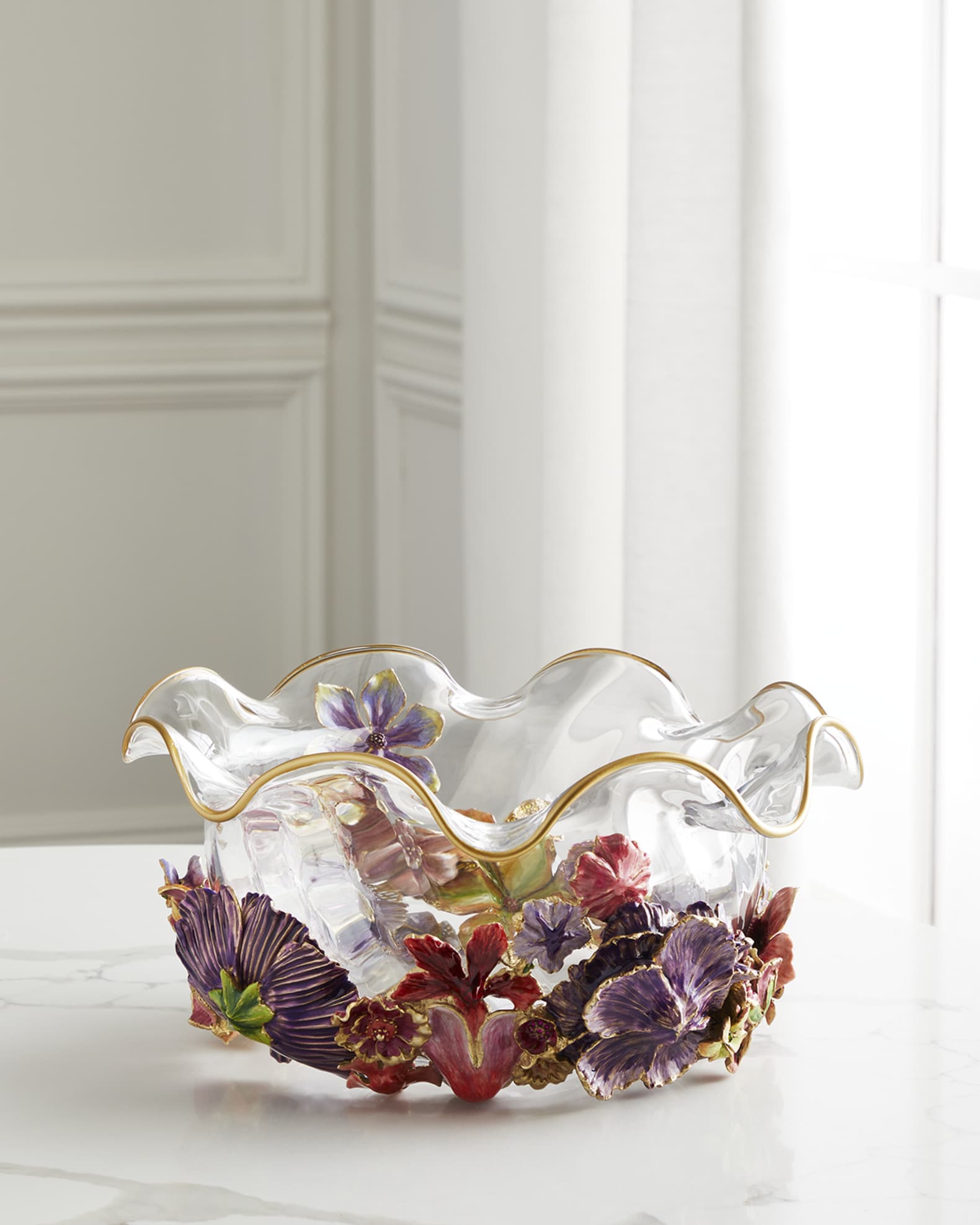Jay Strongwater Large Bouquet Ruffle Flower Bowl | Neiman Marcus