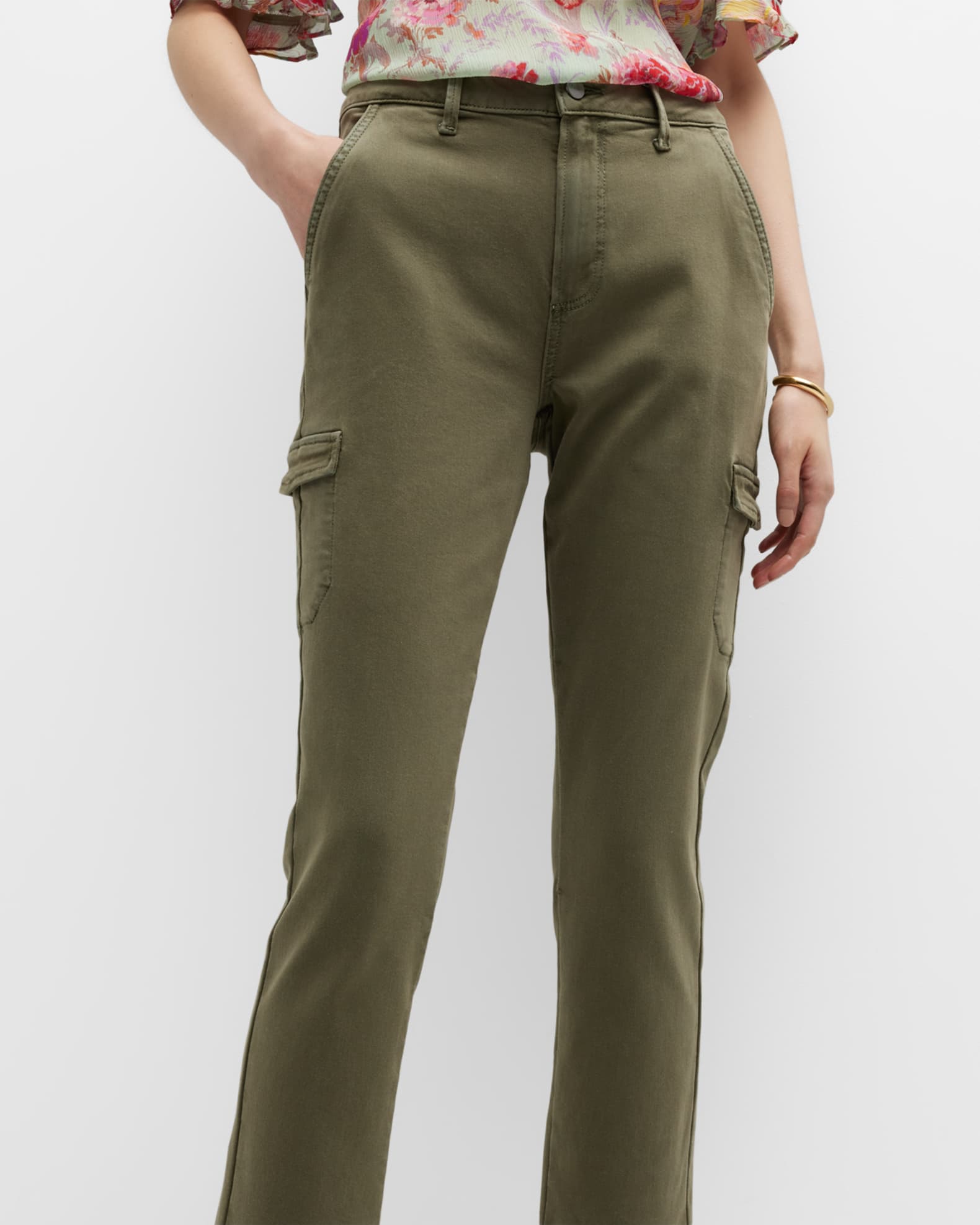 PAIGE Jolie Slim Straight Cropped Cargo Pants | Neiman Marcus