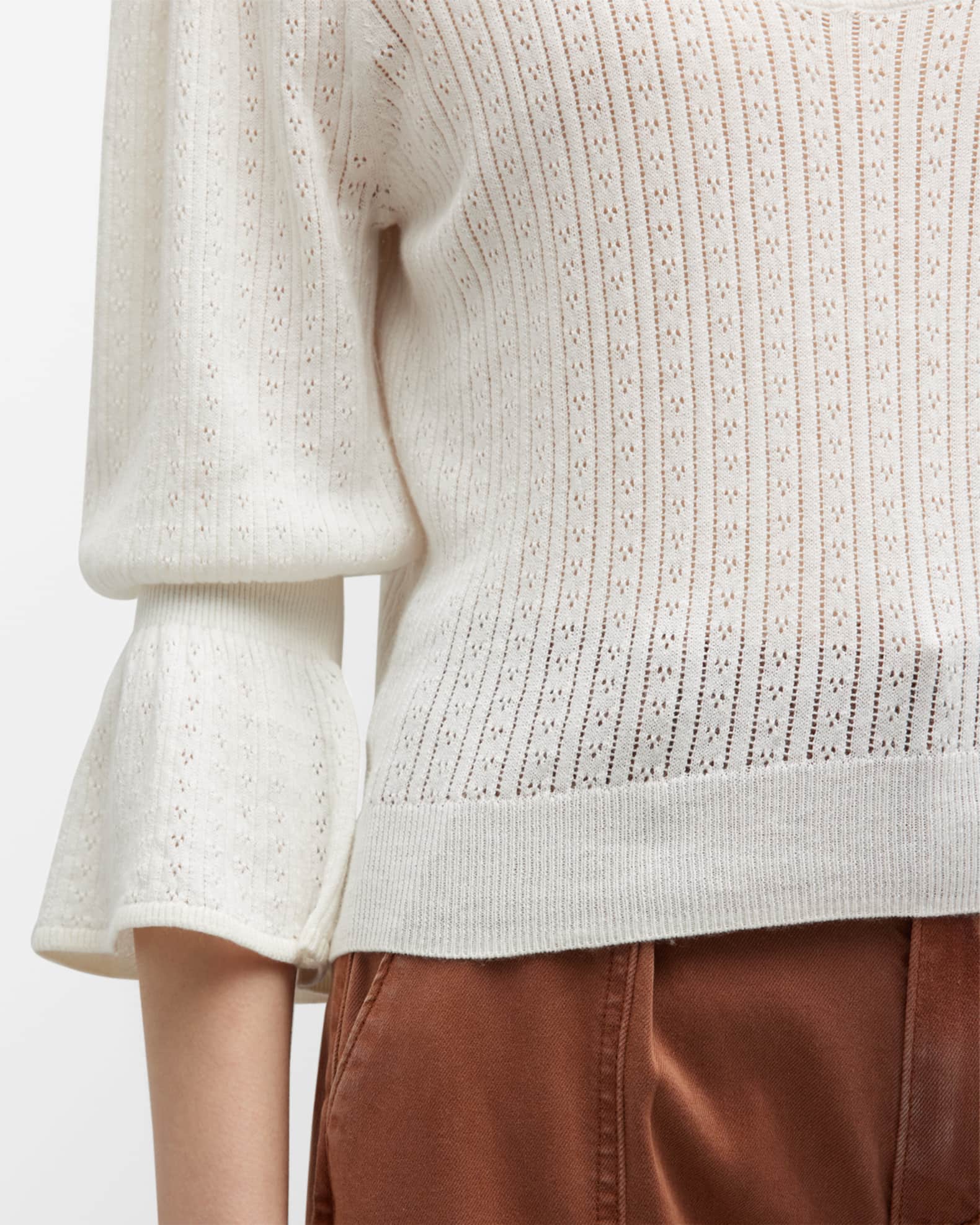 PAIGE Magnolia Pointelle Puff Sleeve Sweater | Neiman Marcus