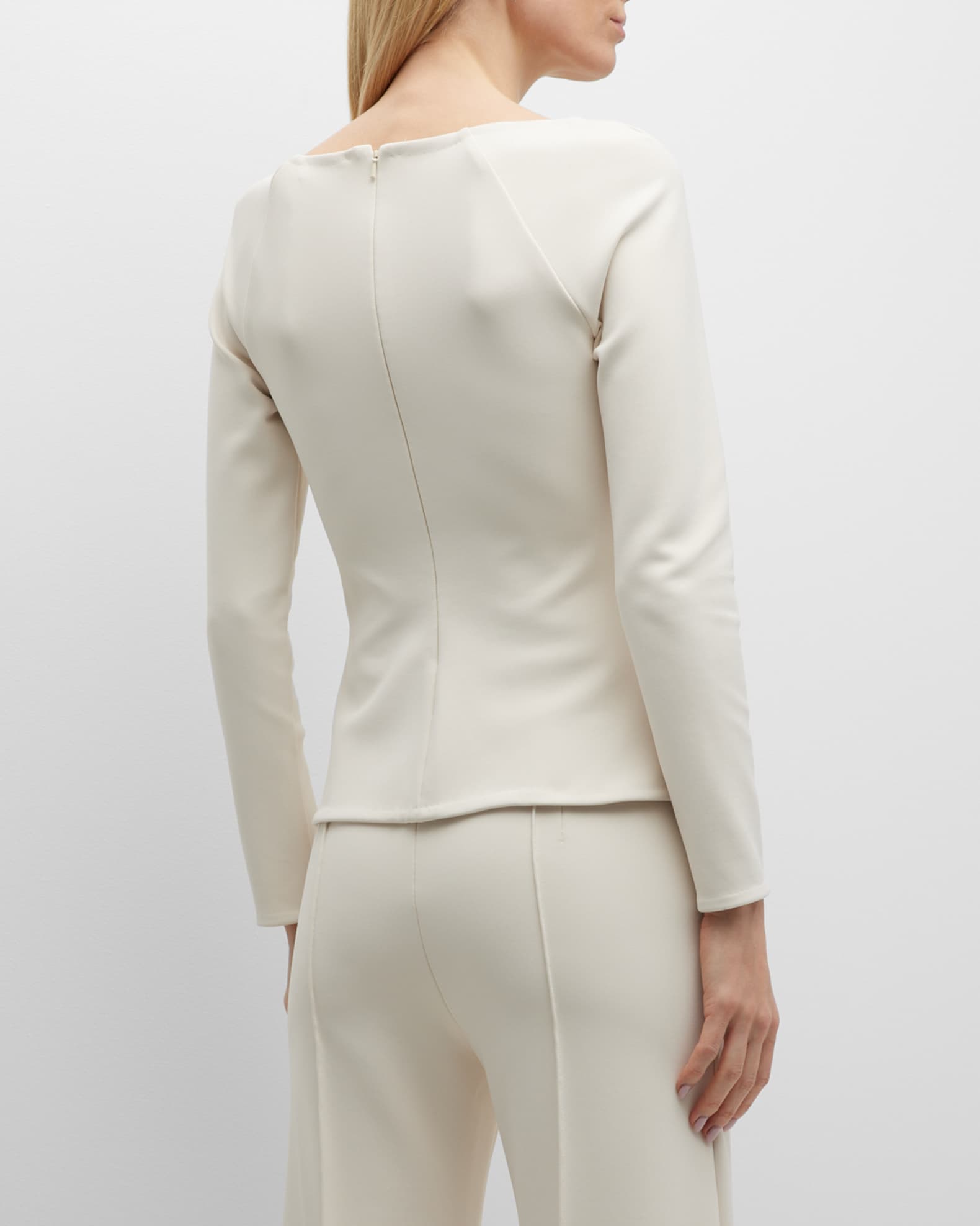 Rosetta Getty Sweetheart Long-Sleeve Scuba Top | Neiman Marcus