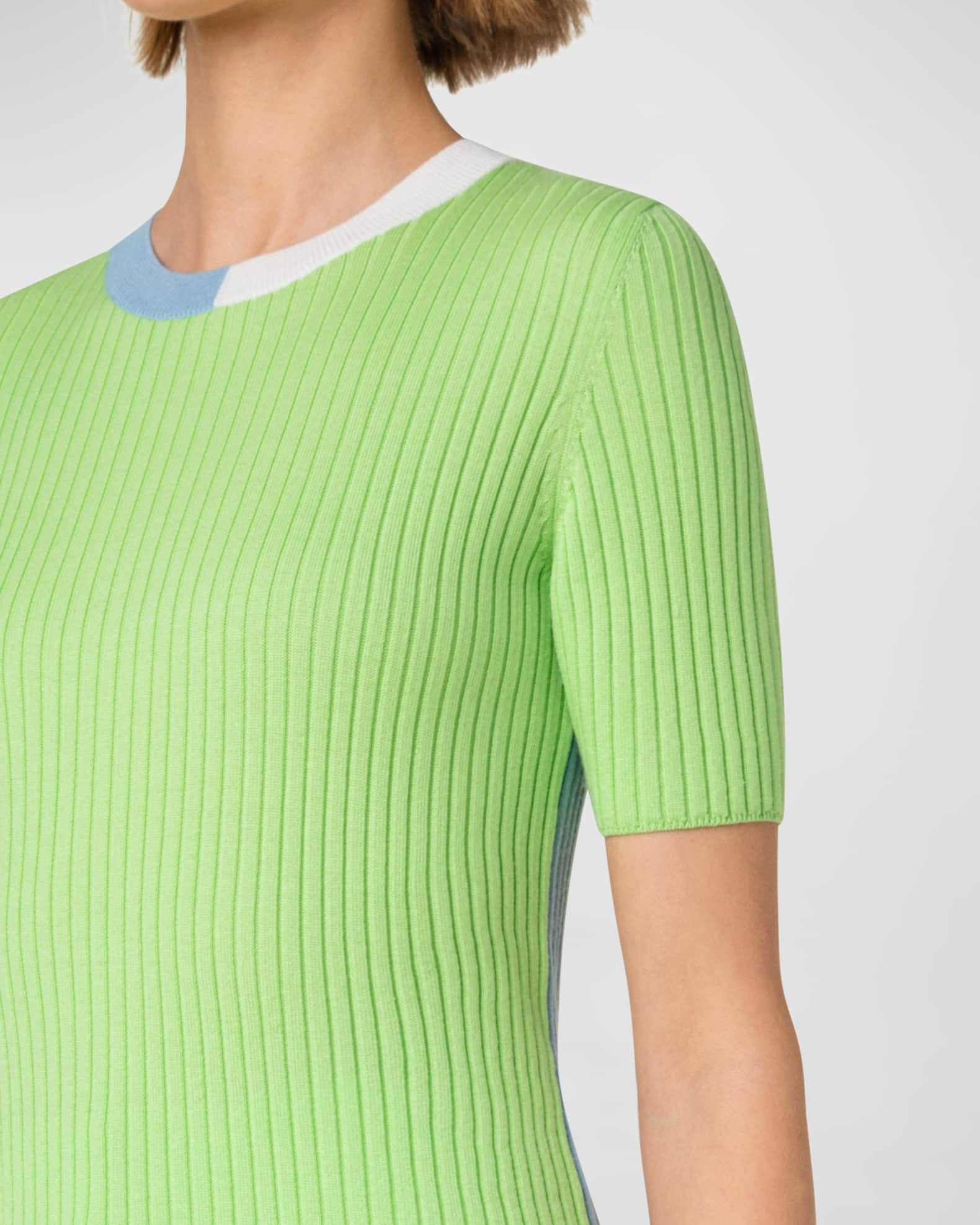 Akris punto Colorblock Ribbed Knit Wool Top | Neiman Marcus