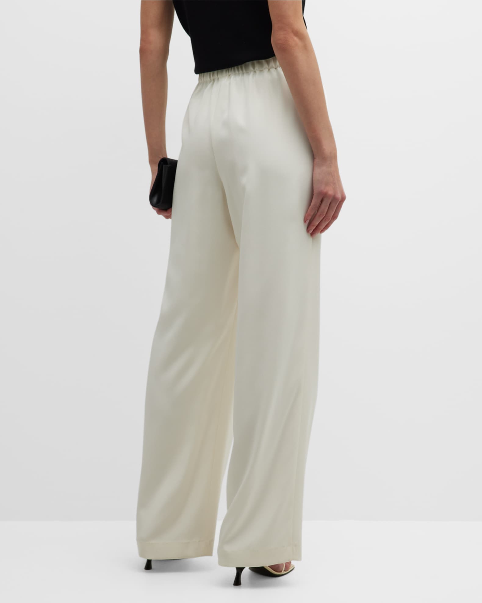 Lafayette 148 New York Perry Wide-Leg Stretch Silk Pants | Neiman Marcus