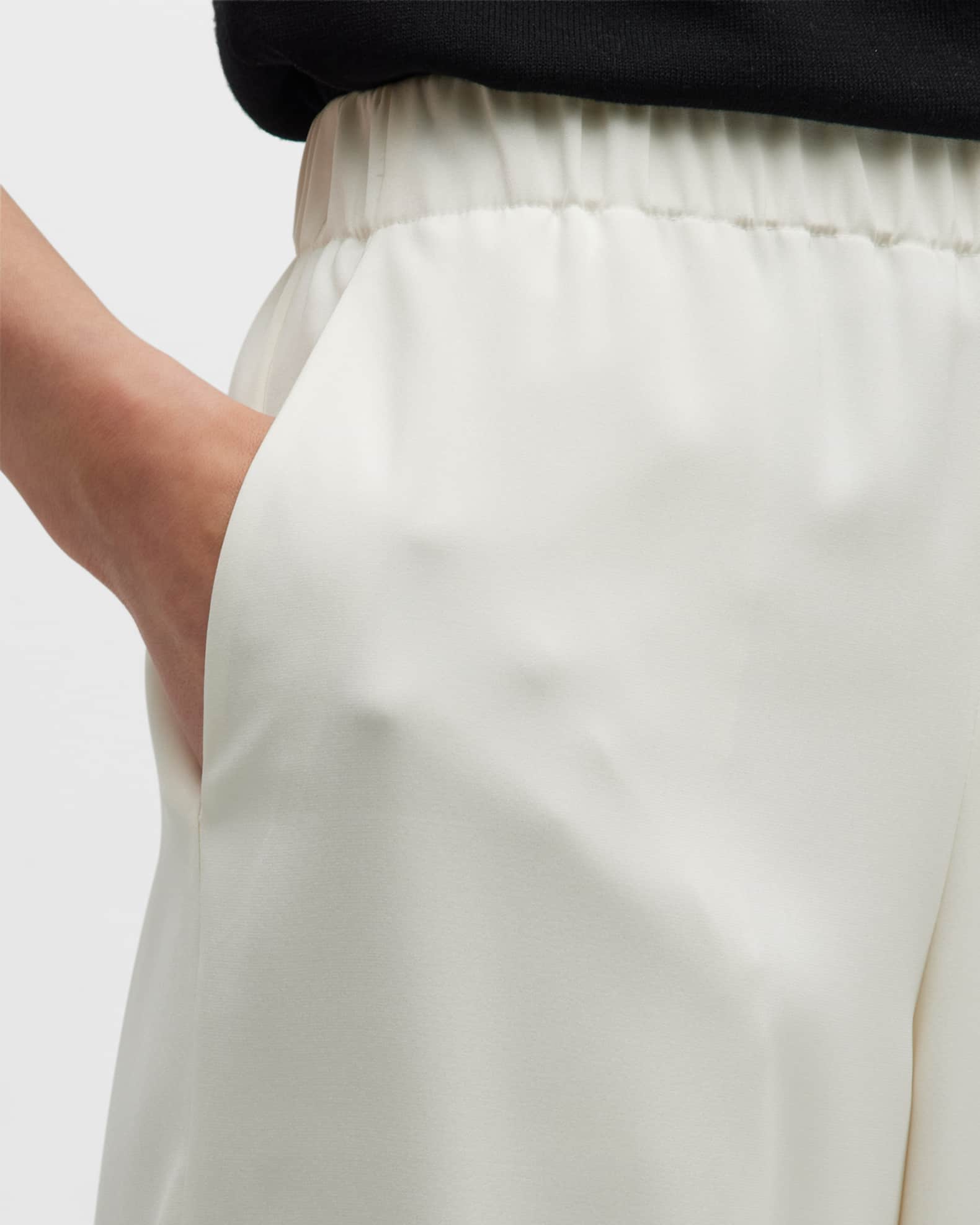 Lafayette 148 New York Perry Wide-Leg Stretch Silk Pants | Neiman Marcus