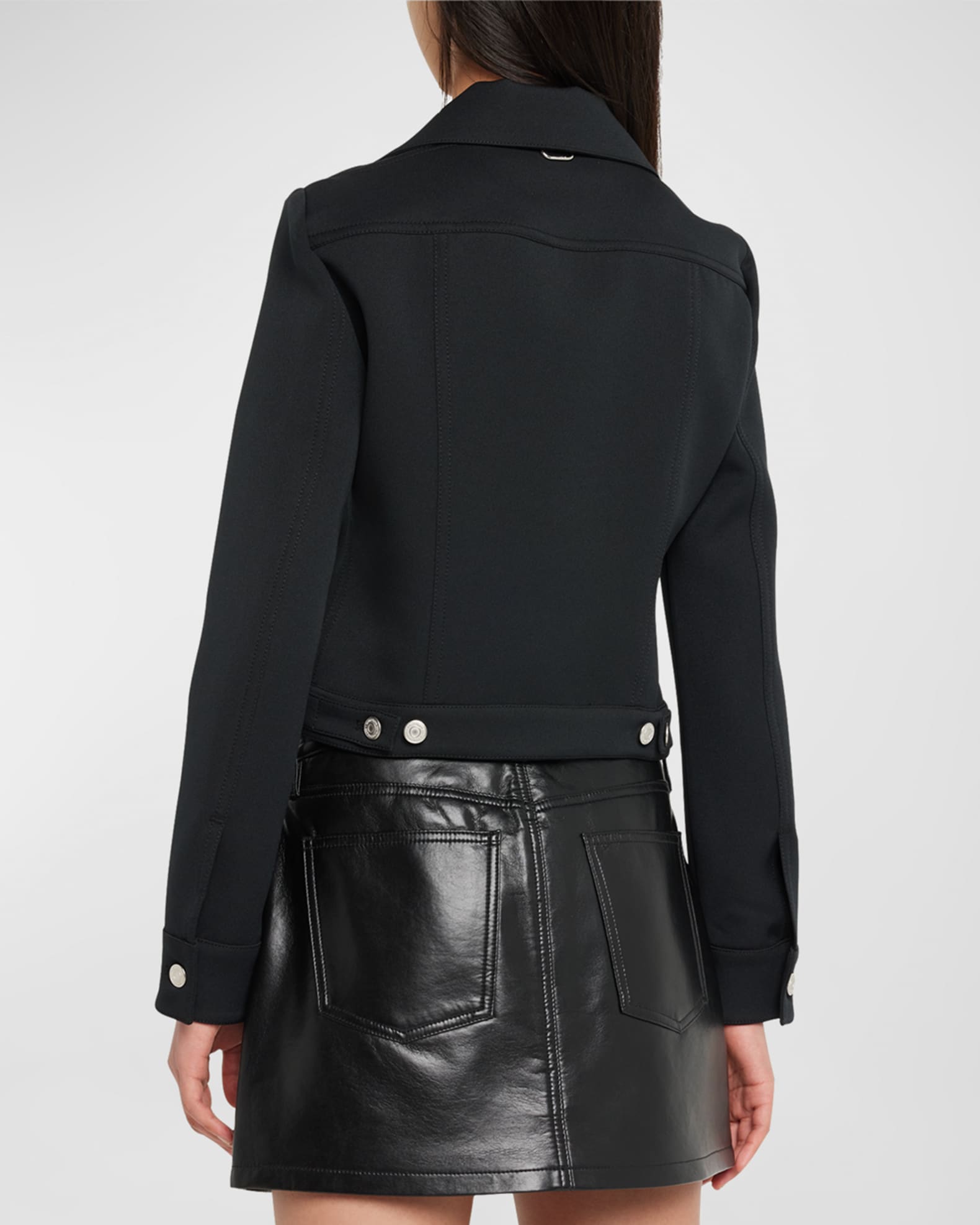 Courreges Long-Sleeve Twill Collared Trucker Jacket | Neiman Marcus