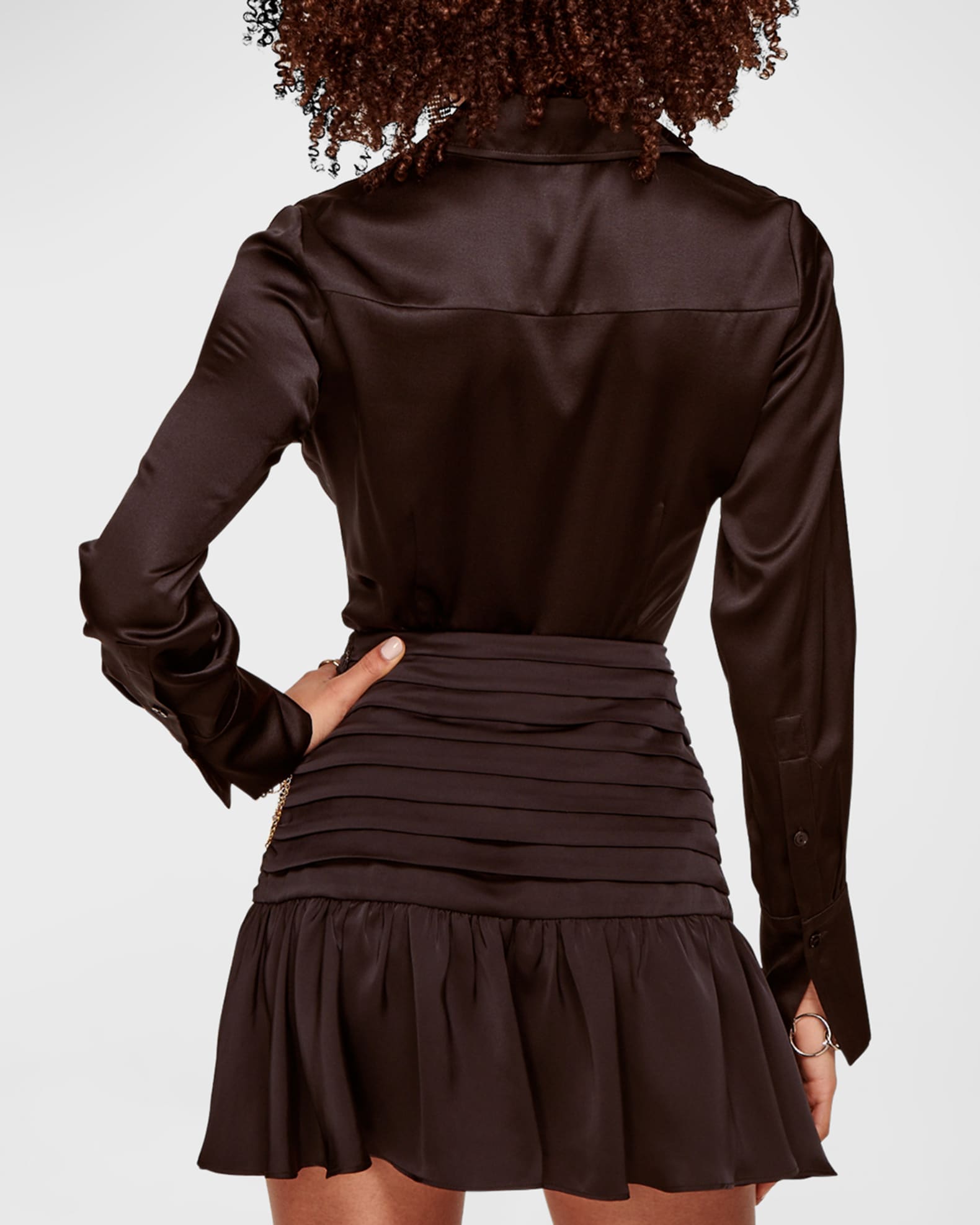 Ramy Brook Victoria Stretch Silk Button-Front Top | Neiman Marcus