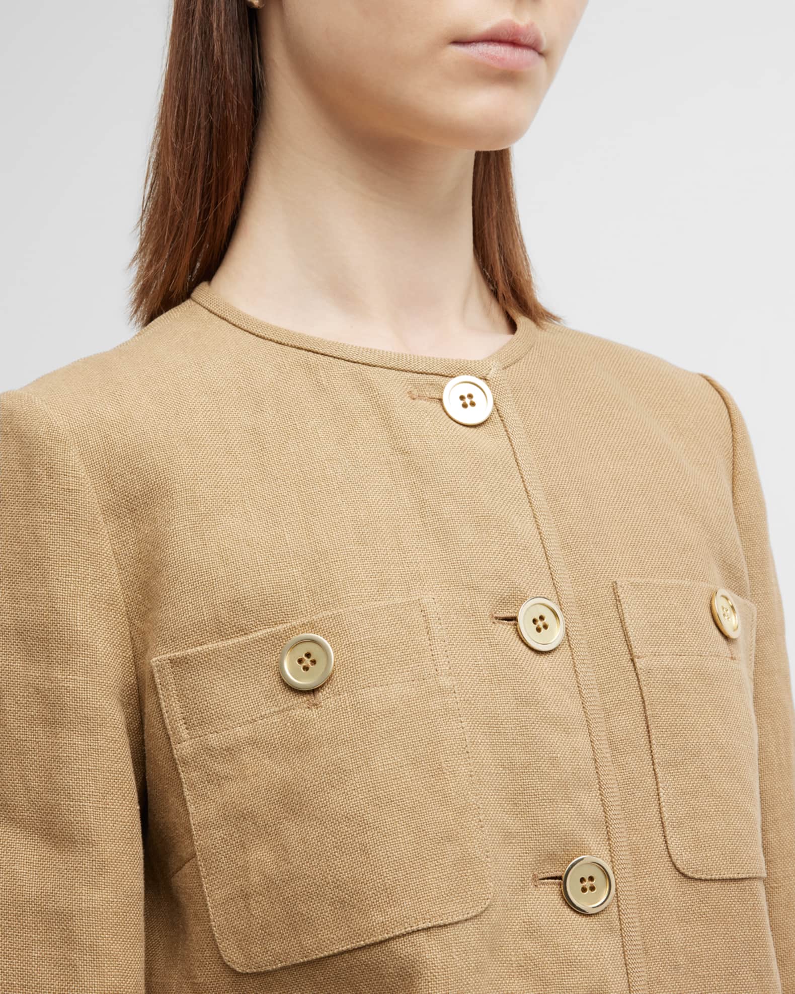 Lafayette 148 New York Padded Single-Breasted Linen Jacket | Neiman Marcus