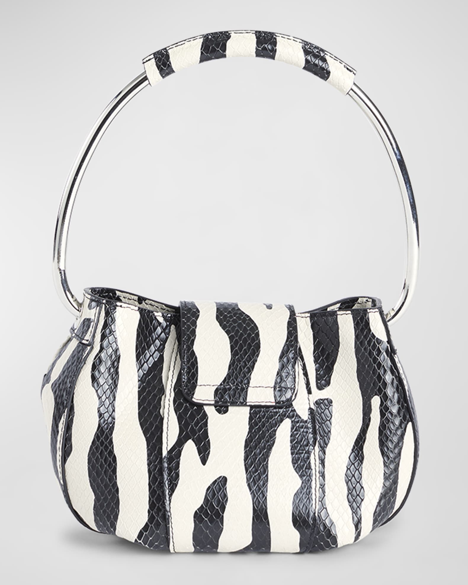 Coperni Zebra-Print Ring Pouch Top-Handle Bag | Neiman Marcus