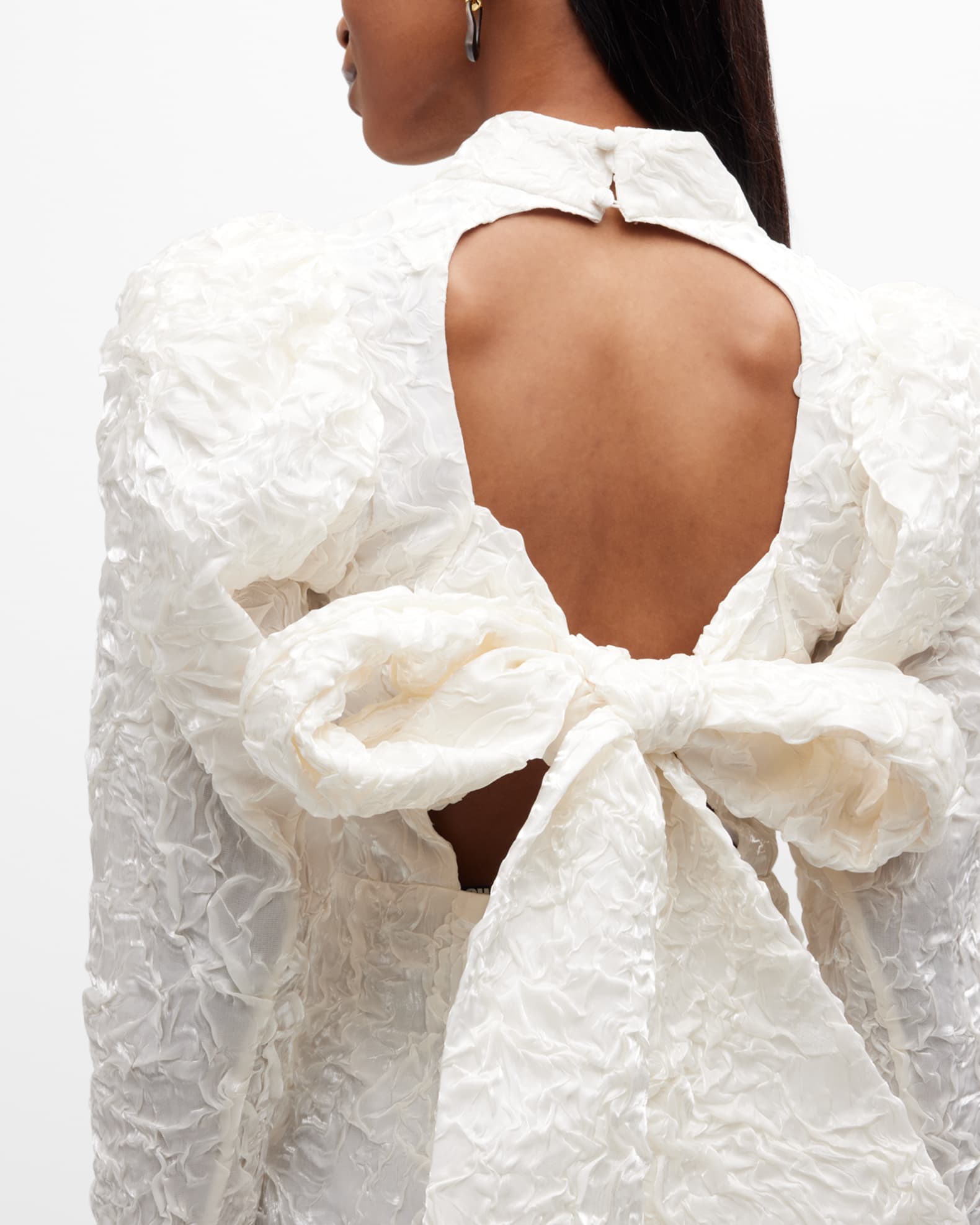 Rotate Birger Christensen Crinkled Cut-Out Mini Dress | Neiman Marcus