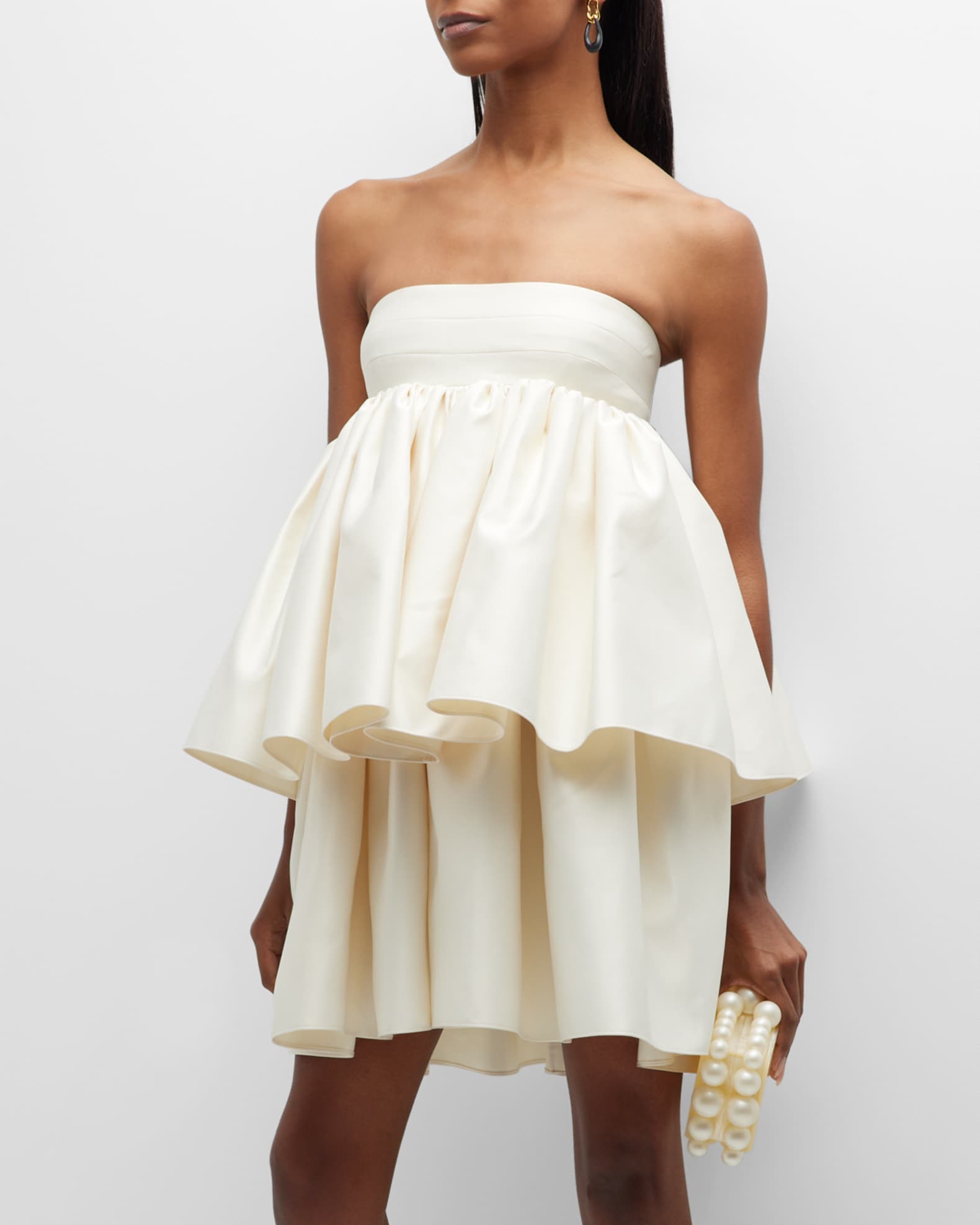 Rotate Birger Christensen Strapless Ruffled Twill Mini Dress | Neiman ...