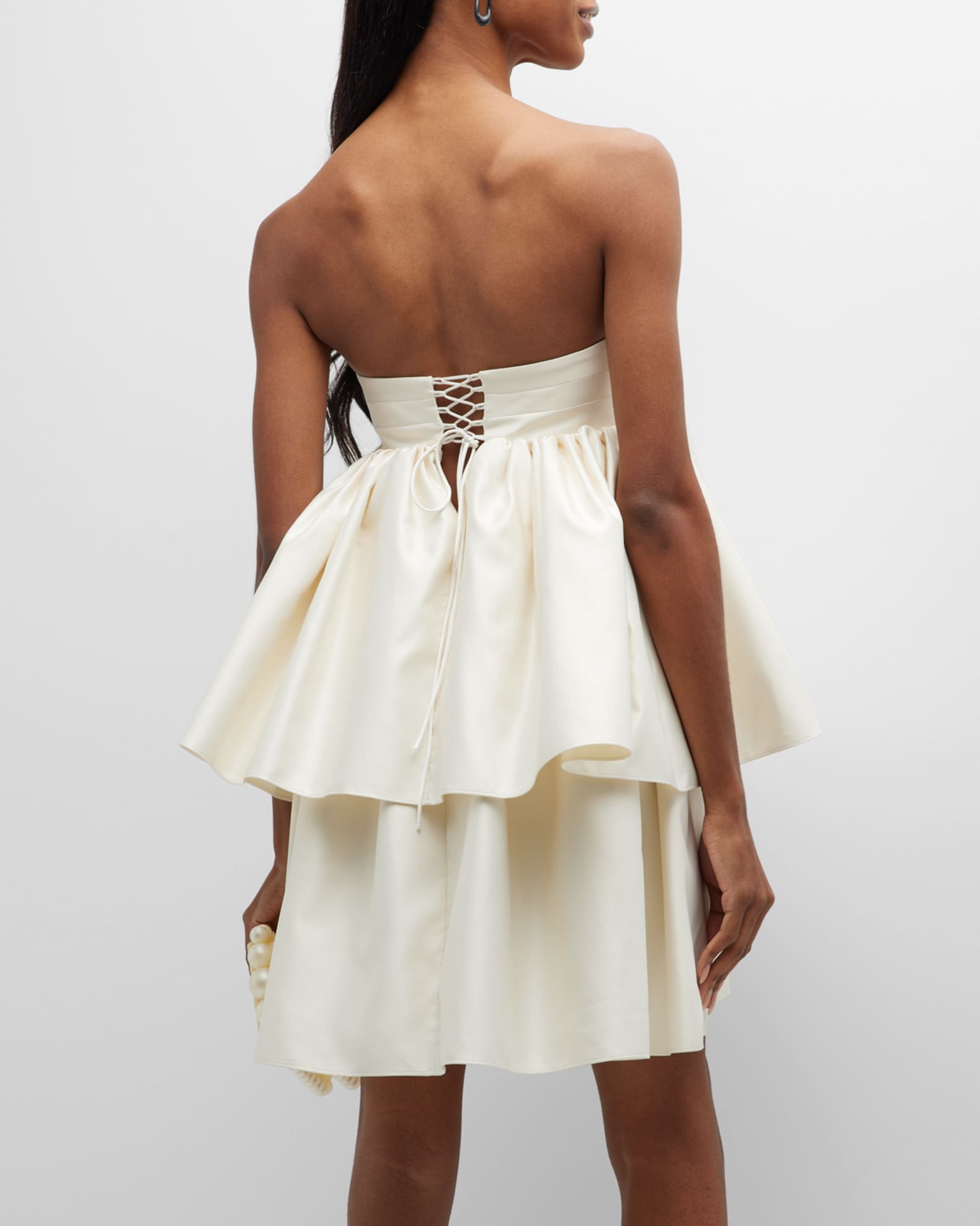 Rotate Birger Christensen Strapless Ruffled Twill Mini Dress | Neiman ...