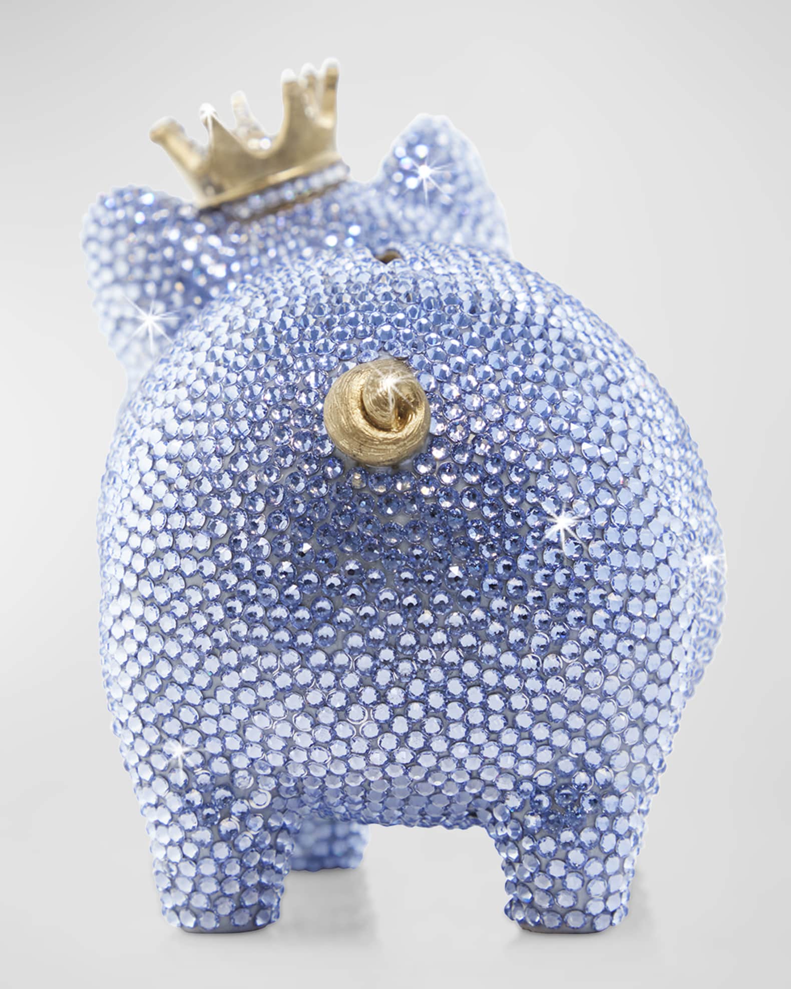 Jay Strongwater Baby Blue Piggy Bank w/ Crown | Neiman Marcus