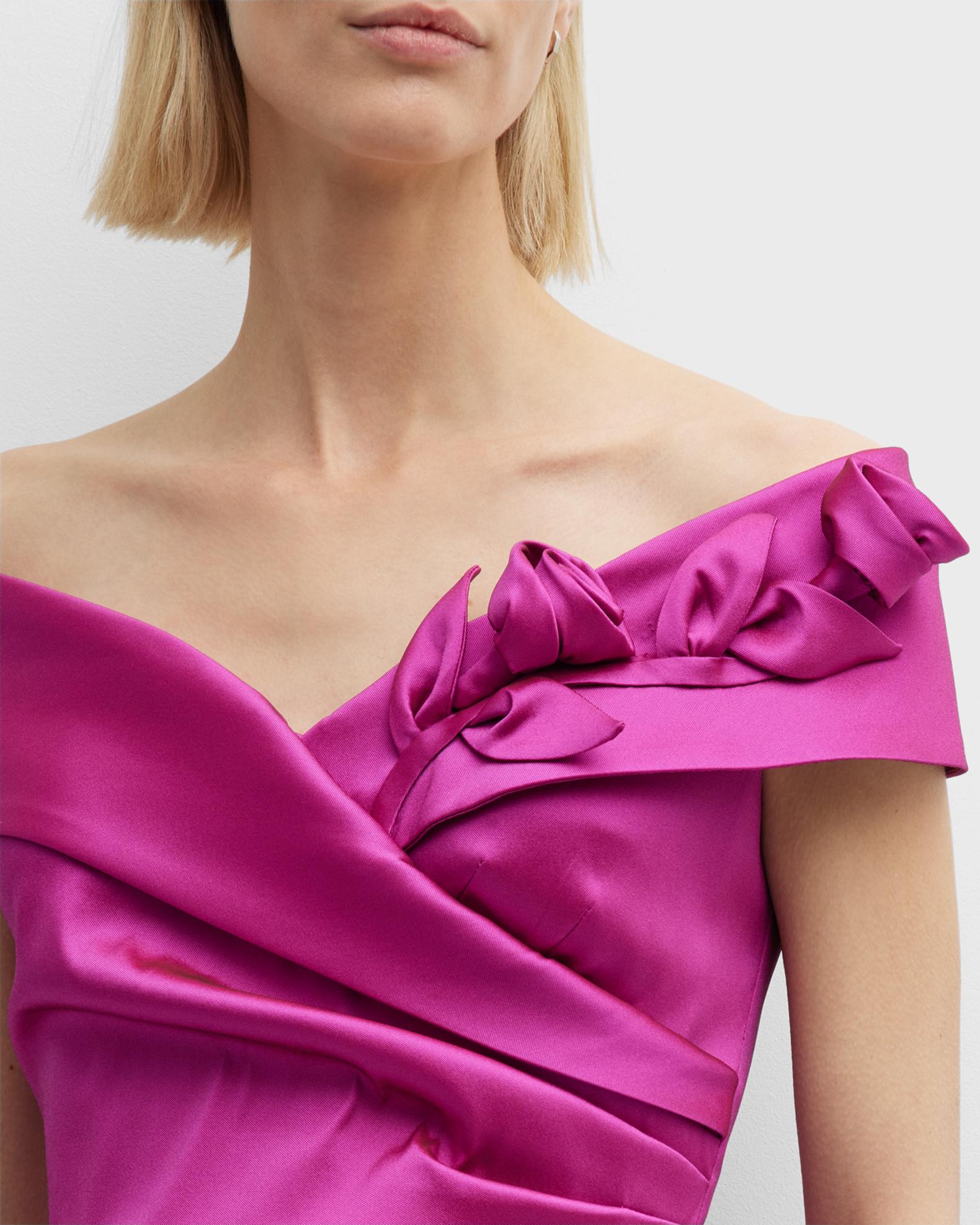 Rickie Freeman for Teri Jon Off-Shoulder Flower Gazar Midi Dress ...
