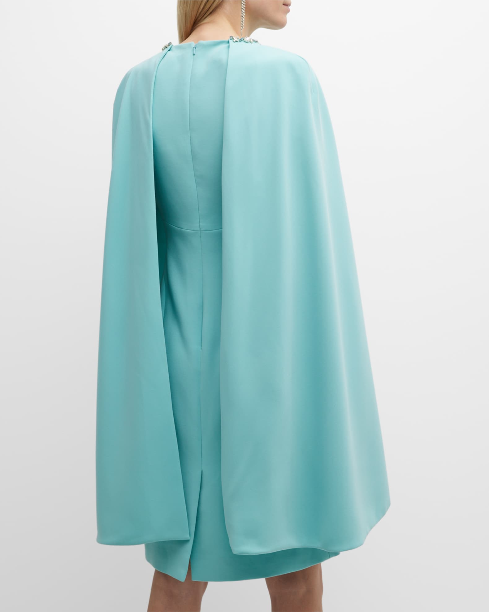 Rickie Freeman for Teri Jon Jewel-Trim Cutout Cape-Sleeve Dress ...