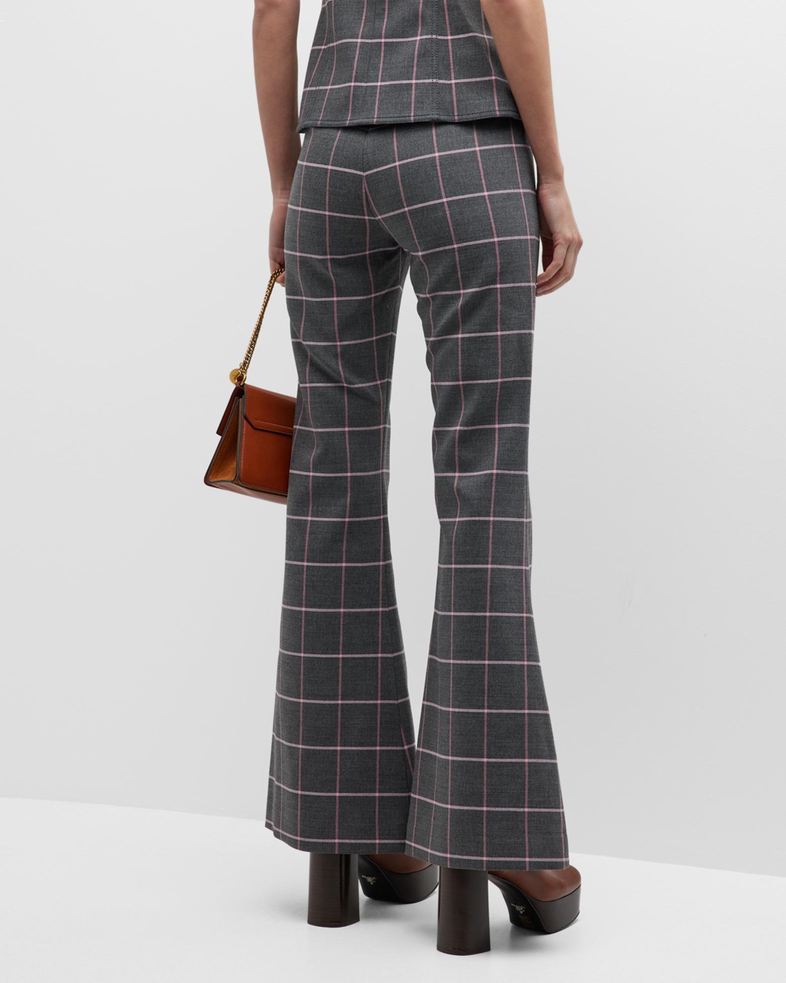 Smythe Windowpane Check Bootcut Pants | Neiman Marcus