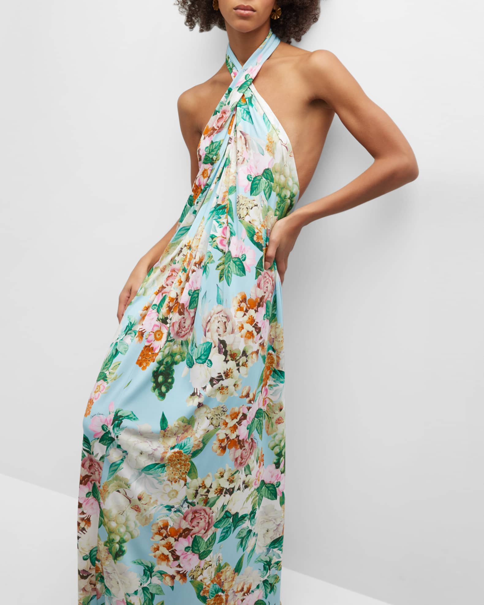 Cara Cara Marion Twisted Open-Back Halter Maxi Dress | Neiman Marcus