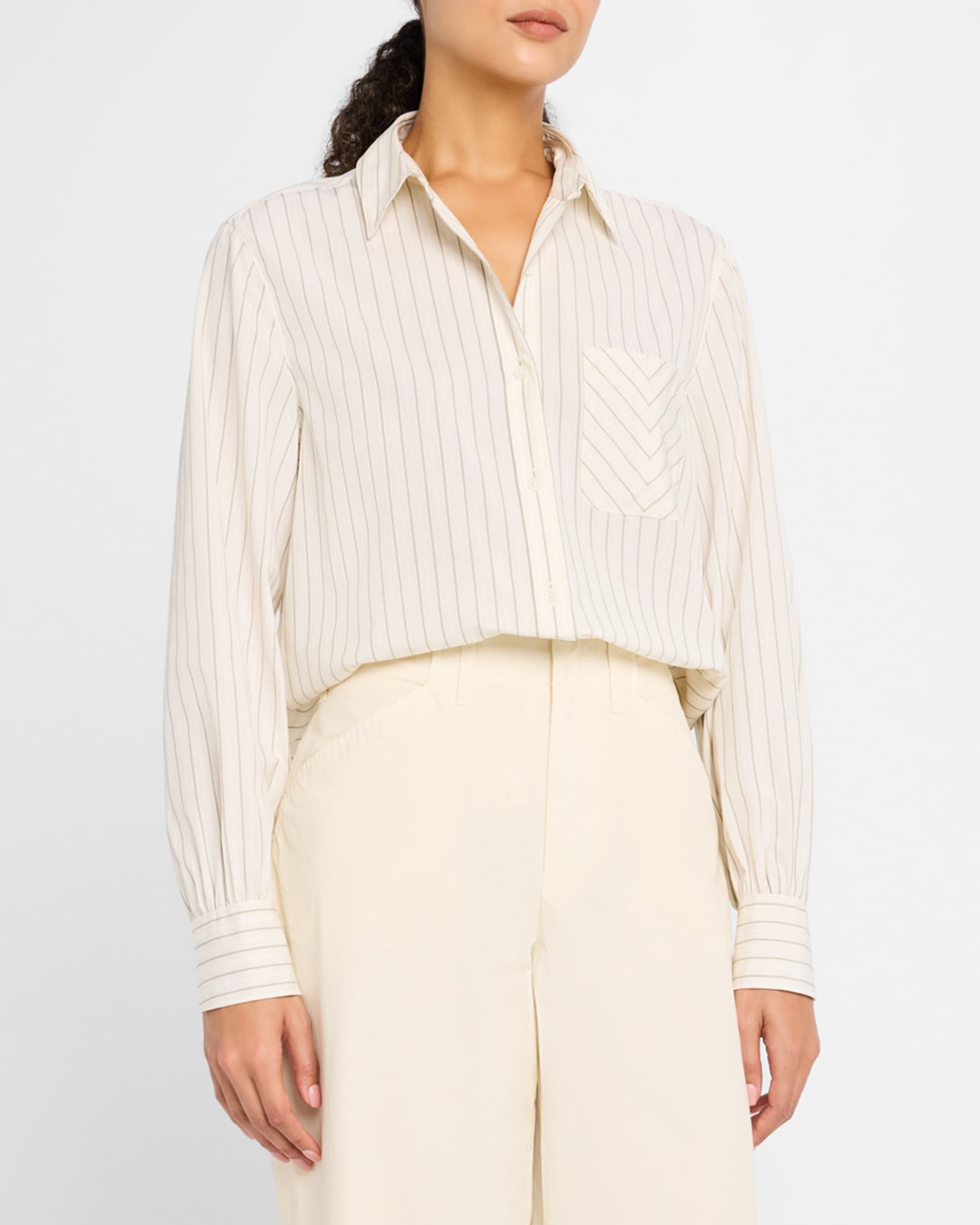 Maxine Striped Button-Front Shirt | Neiman Marcus