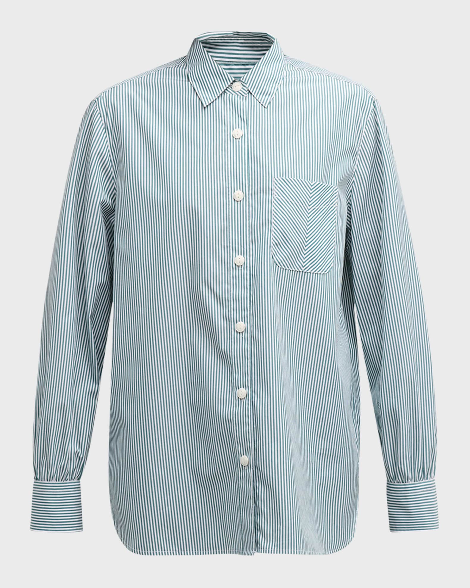 Maxine Striped Button-Front Shirt | Neiman Marcus