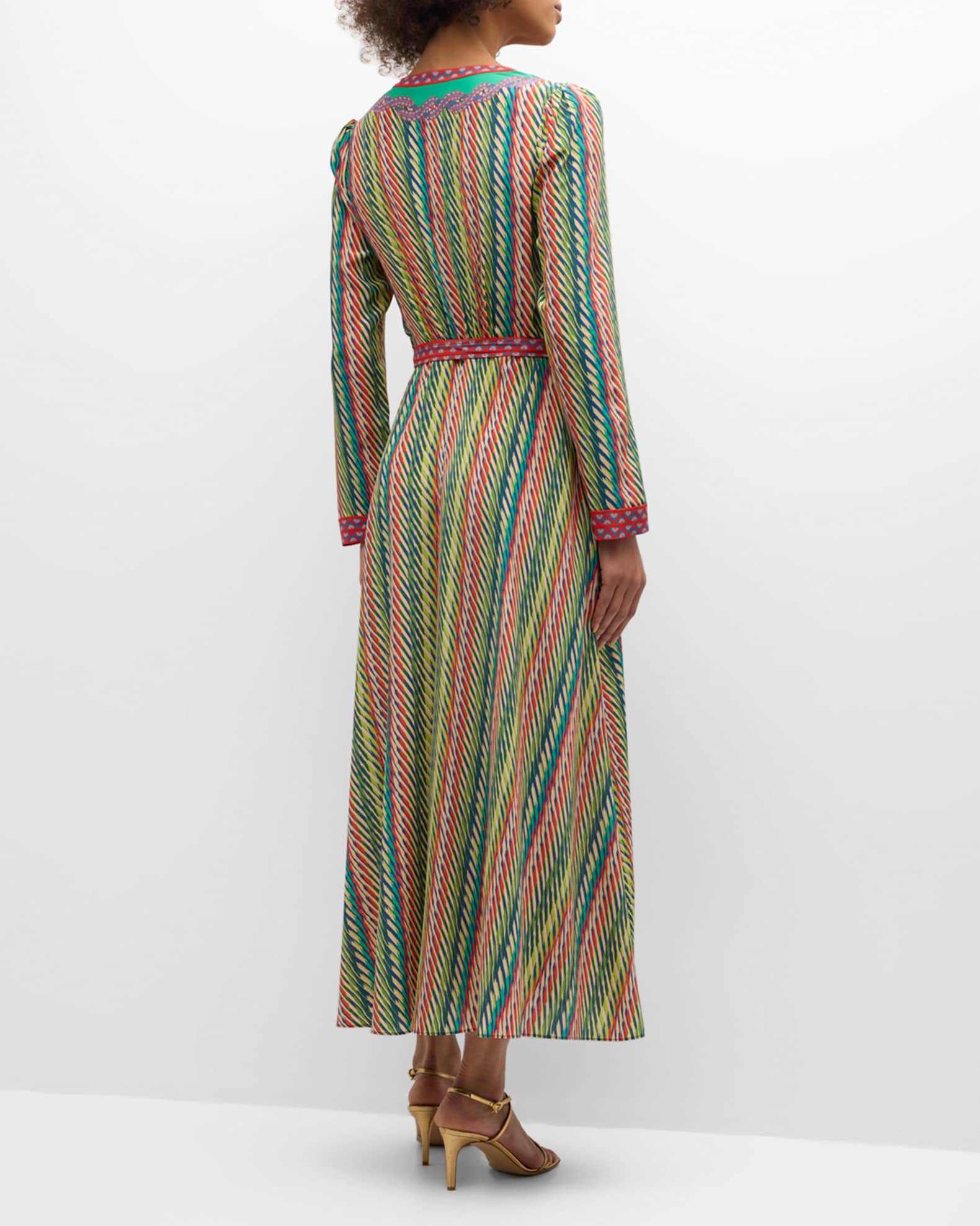 Lea Button-Front Printed Midi Silk Shirtdress | Neiman Marcus