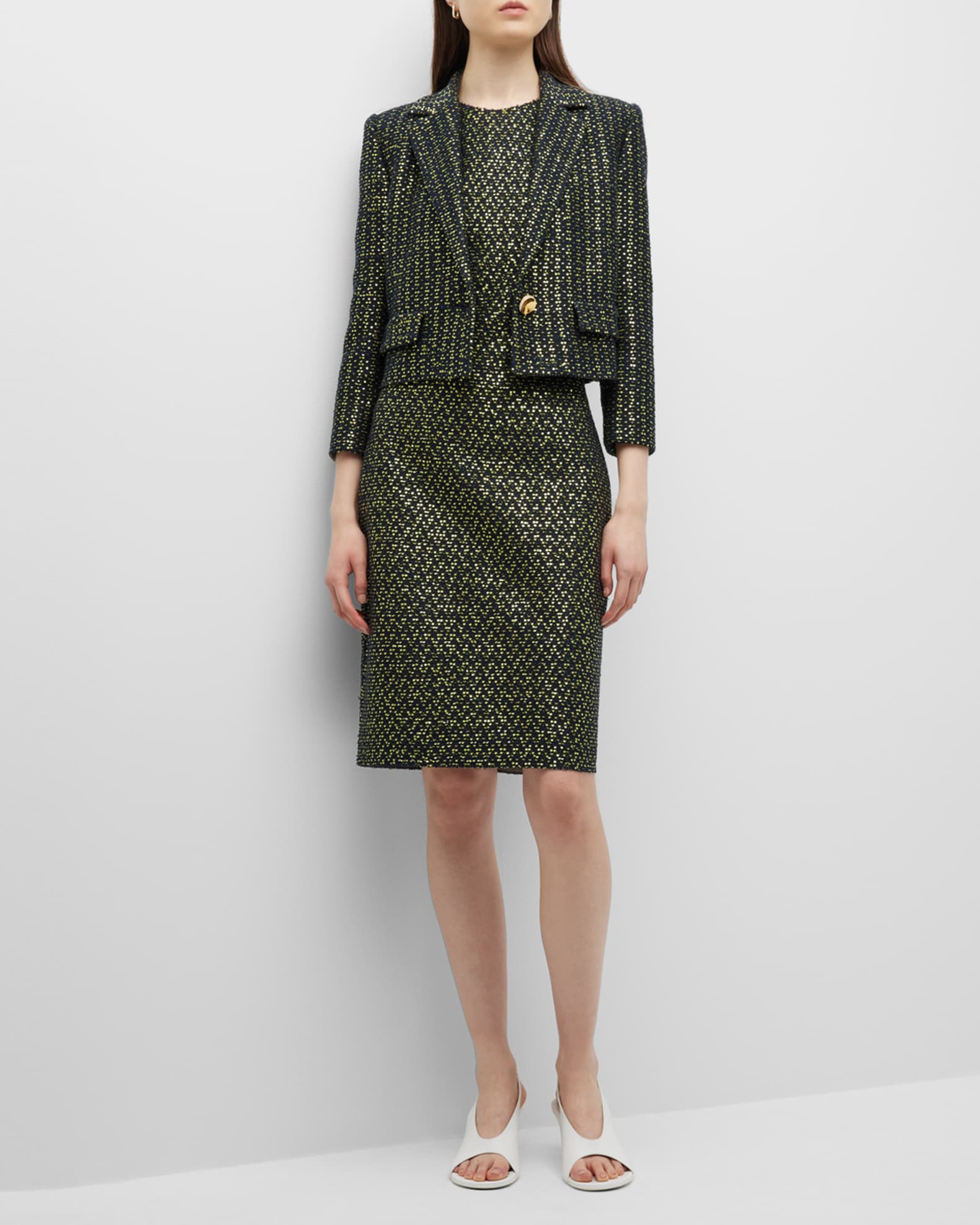 St. John Textured Sequin Knit Square Jacket | Neiman Marcus