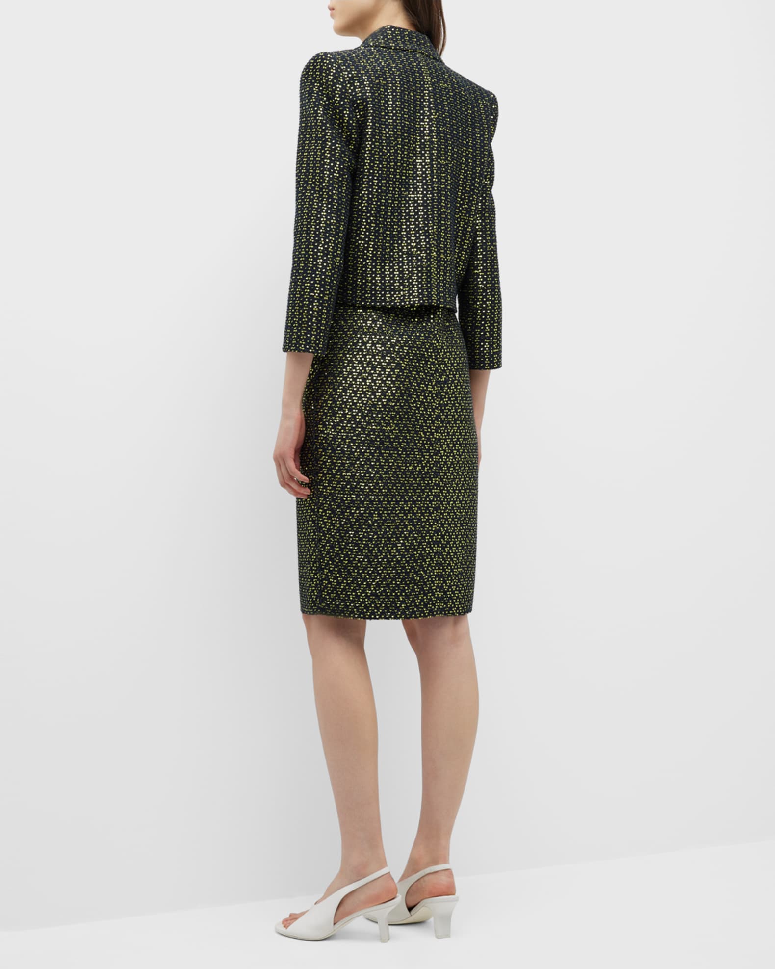 St. John Textured Sequin Knit Square Jacket | Neiman Marcus