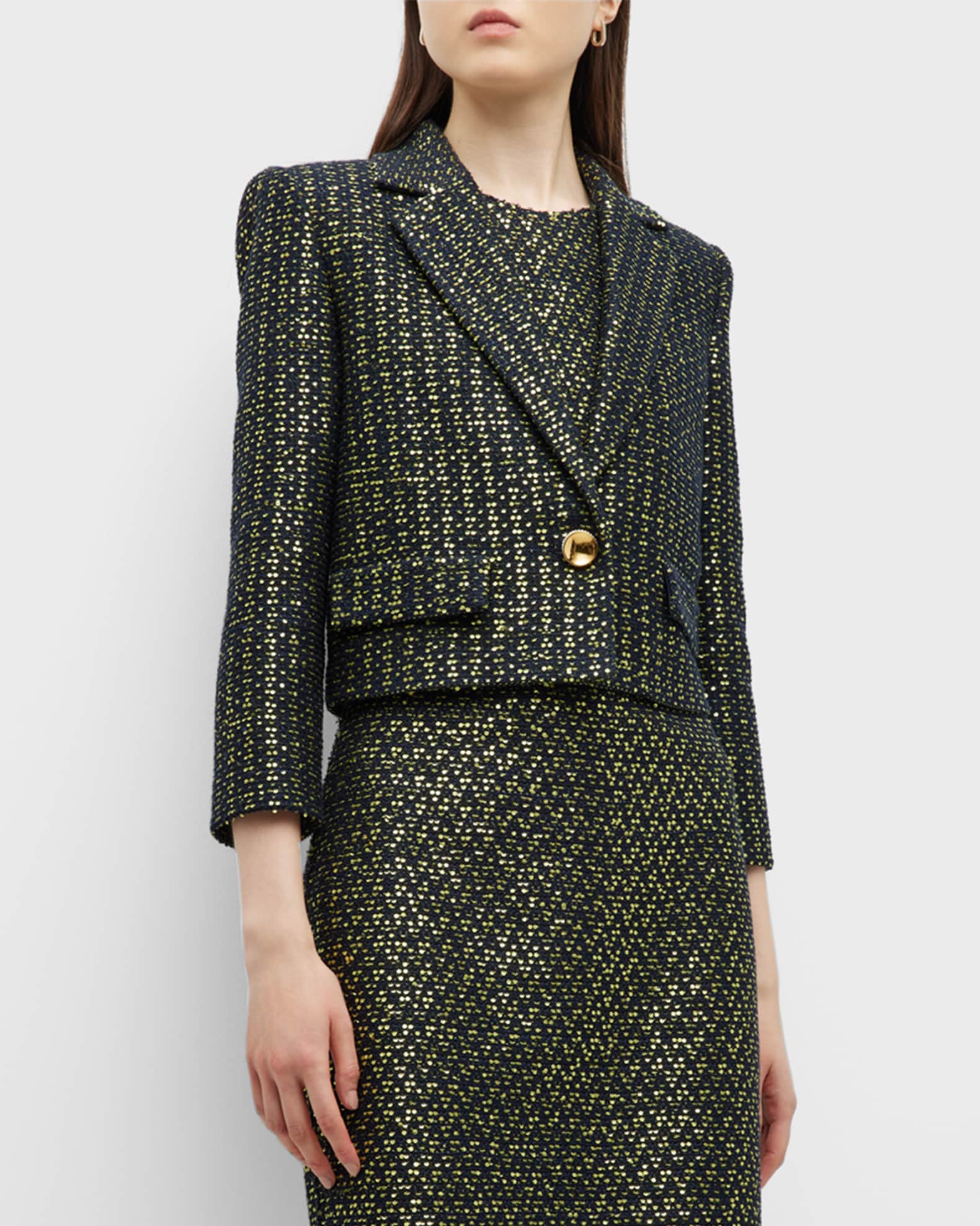 St. John Textured Sequin Knit Square Jacket | Neiman Marcus