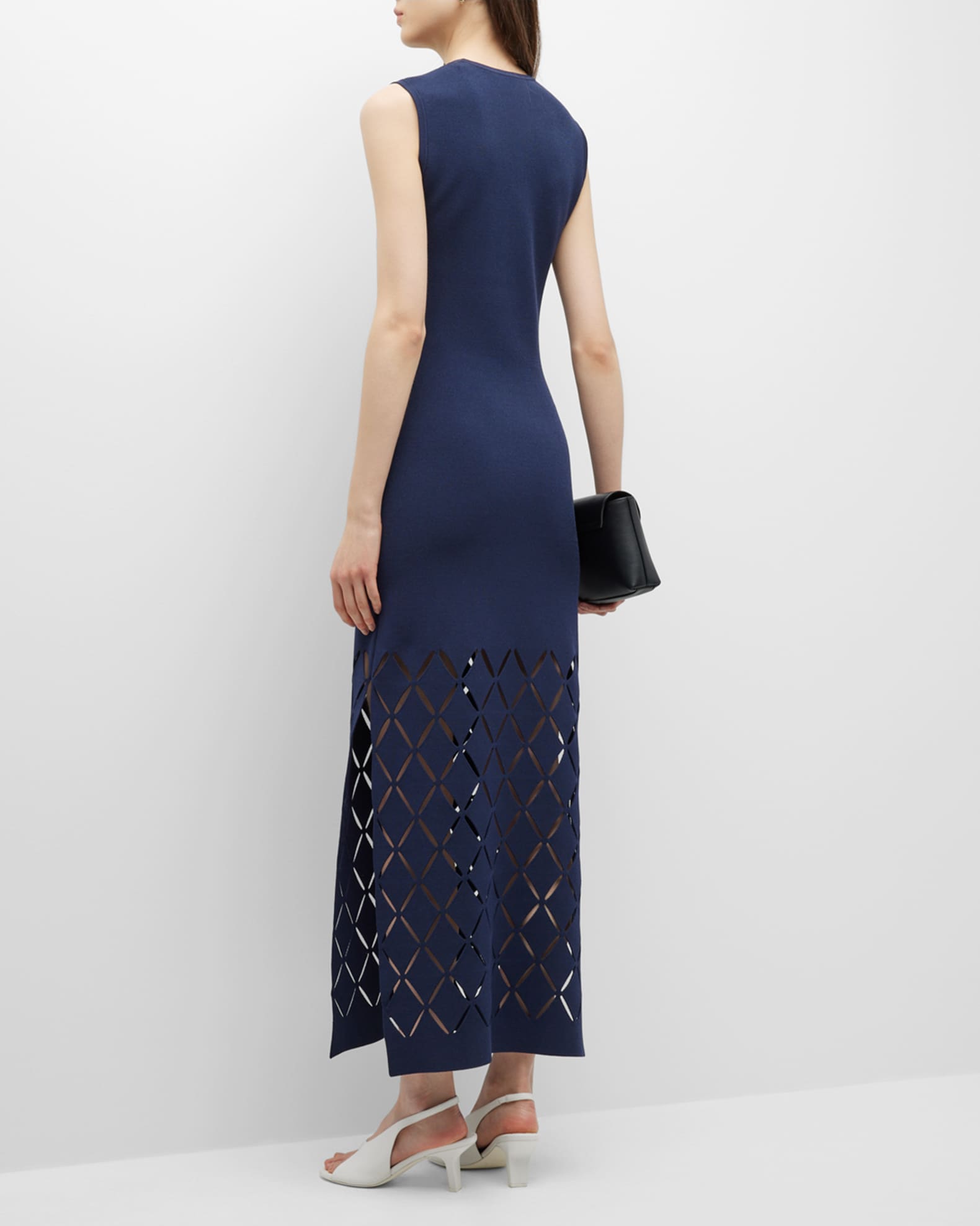St. John Diamond Cutout Side-Slits Knit Maxi Dress | Neiman Marcus