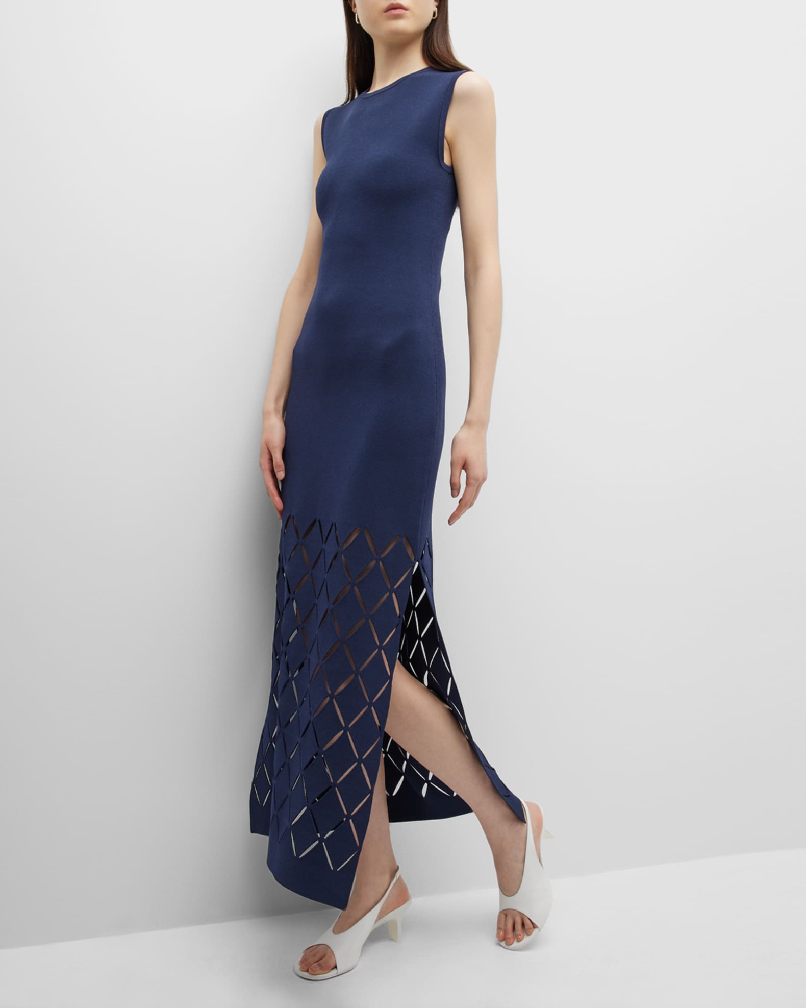 St. John Diamond Cutout Side-Slits Knit Maxi Dress | Neiman Marcus