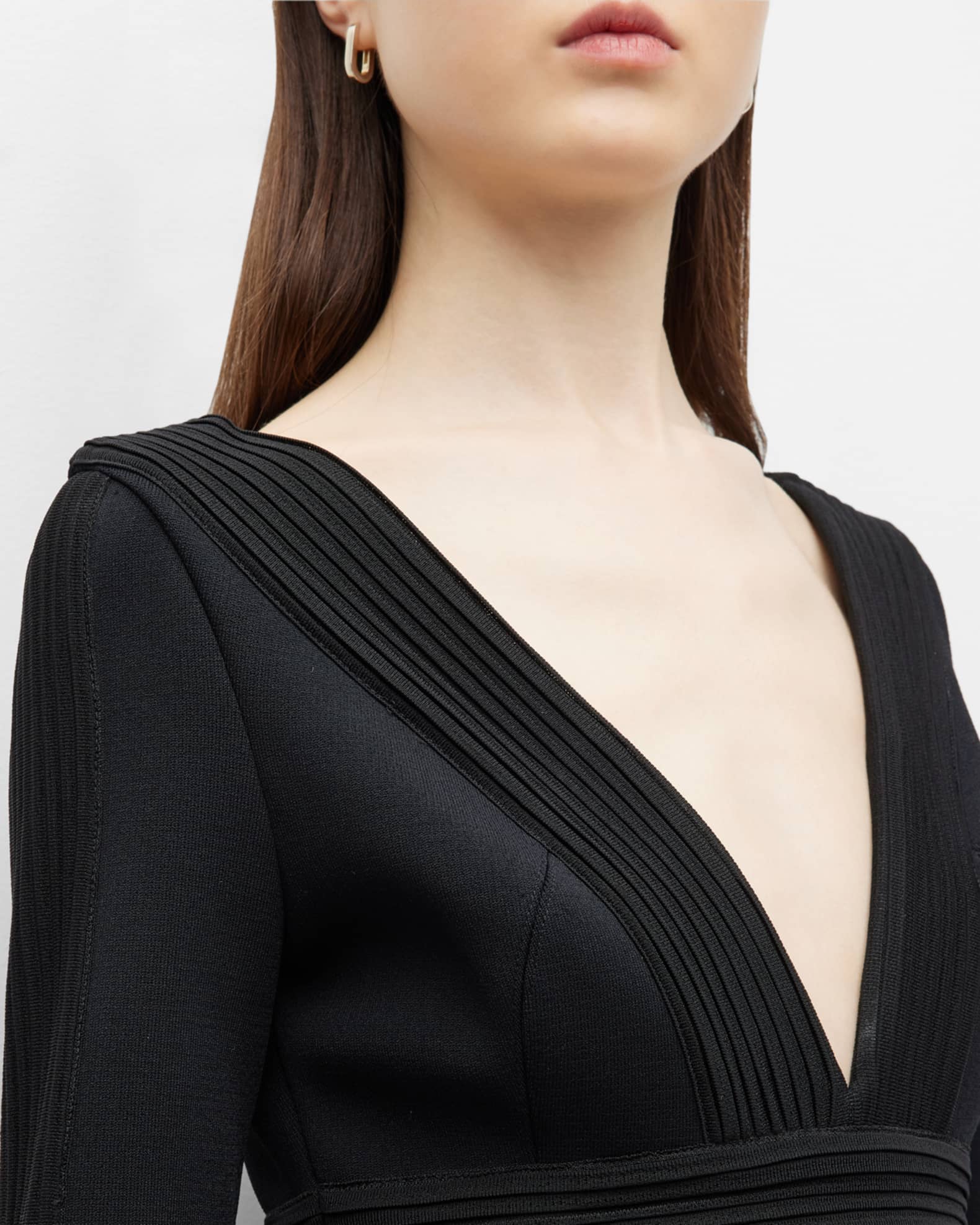 St. John Milano Knit 3/4 Sleeve Midi Dress | Neiman Marcus