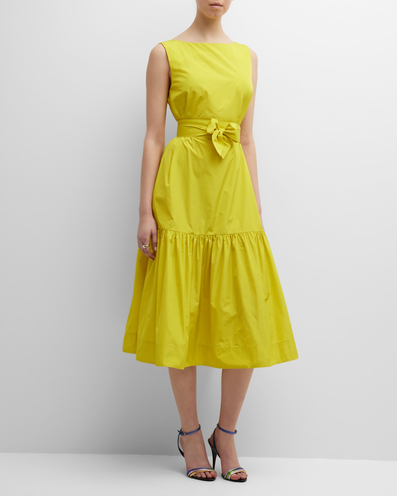 Sara Roka Elke Sleeveless Flounce Midi Dress | Neiman Marcus