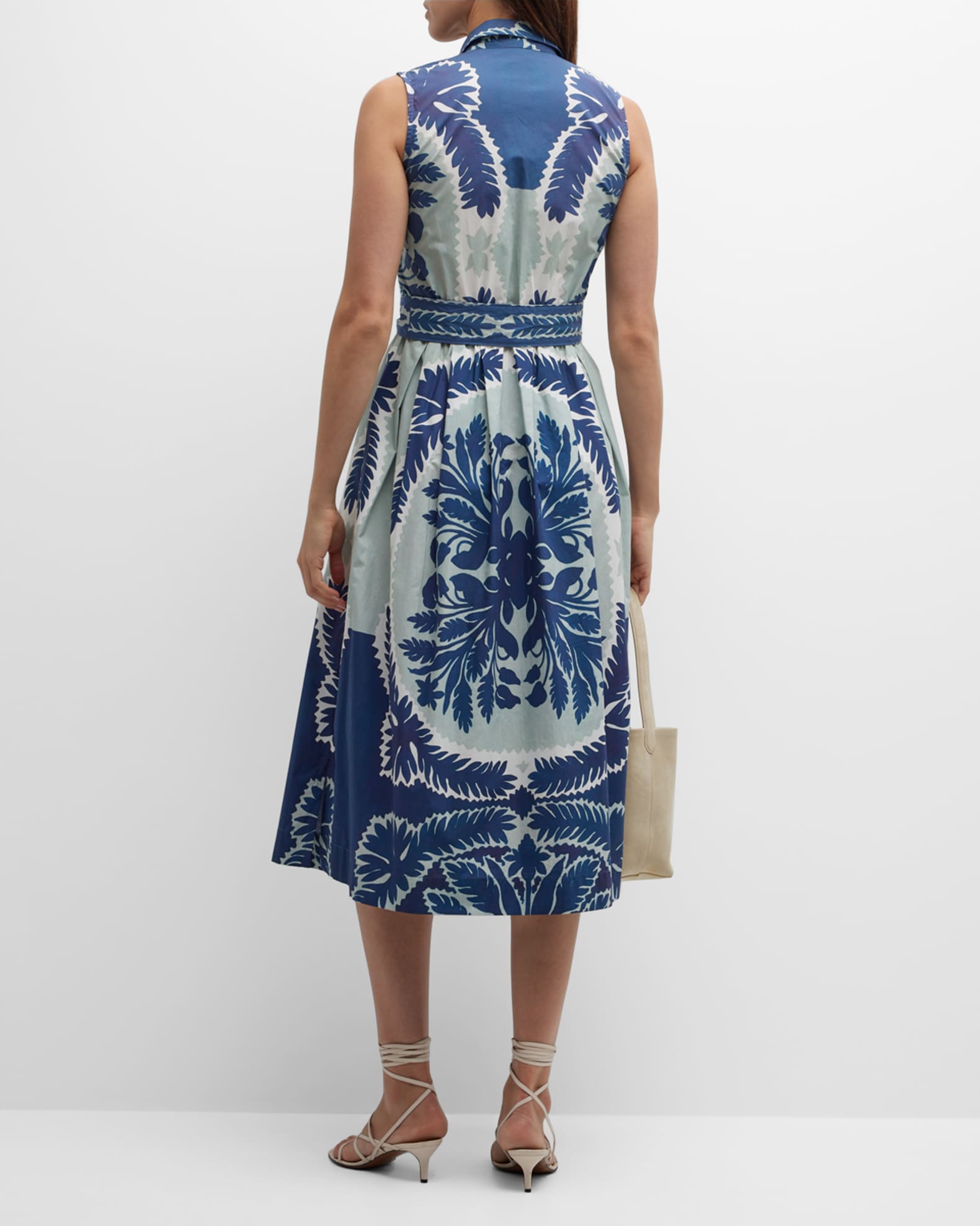 Sara Roka Zailee Sleeveless Botanical-Print Shirtdress | Neiman Marcus