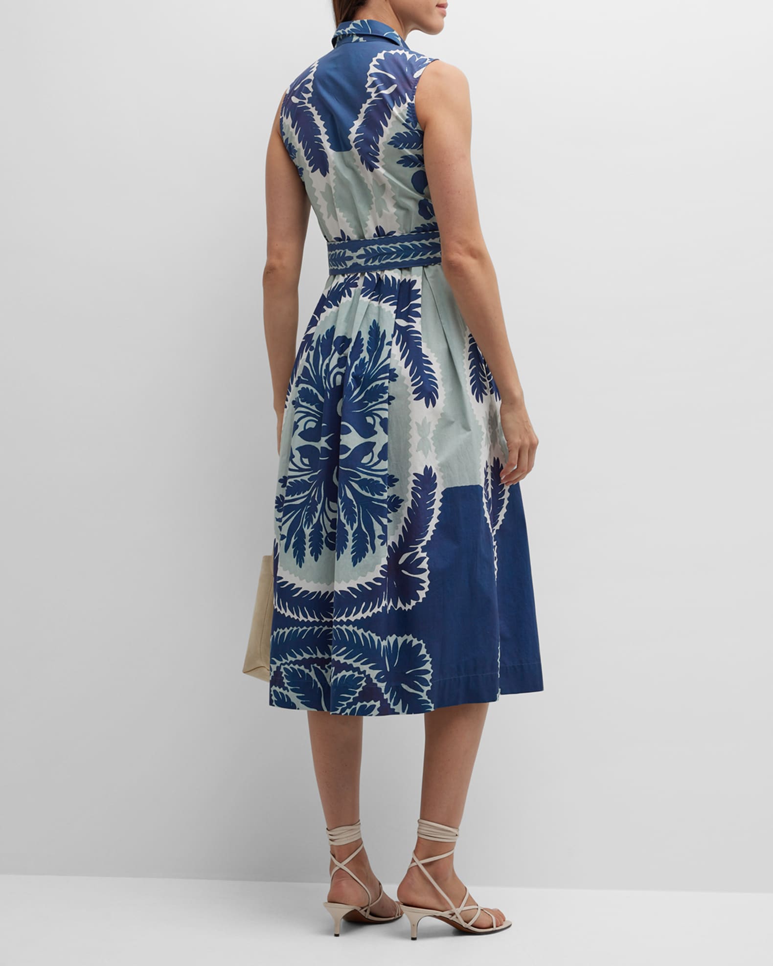 Sara Roka Zailee Sleeveless Botanical-Print Shirtdress | Neiman Marcus